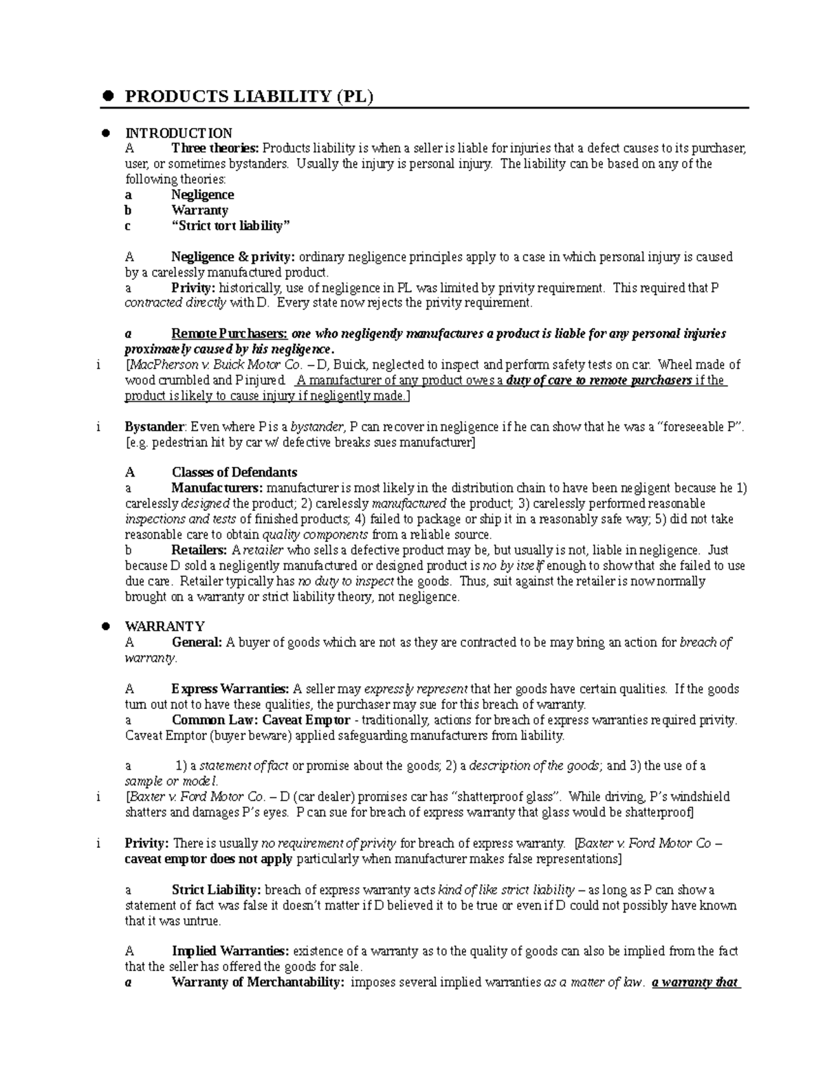 Product Liability - GOOD FOR REVISION - l PRODUCTS LIABILITY (PL) l ...