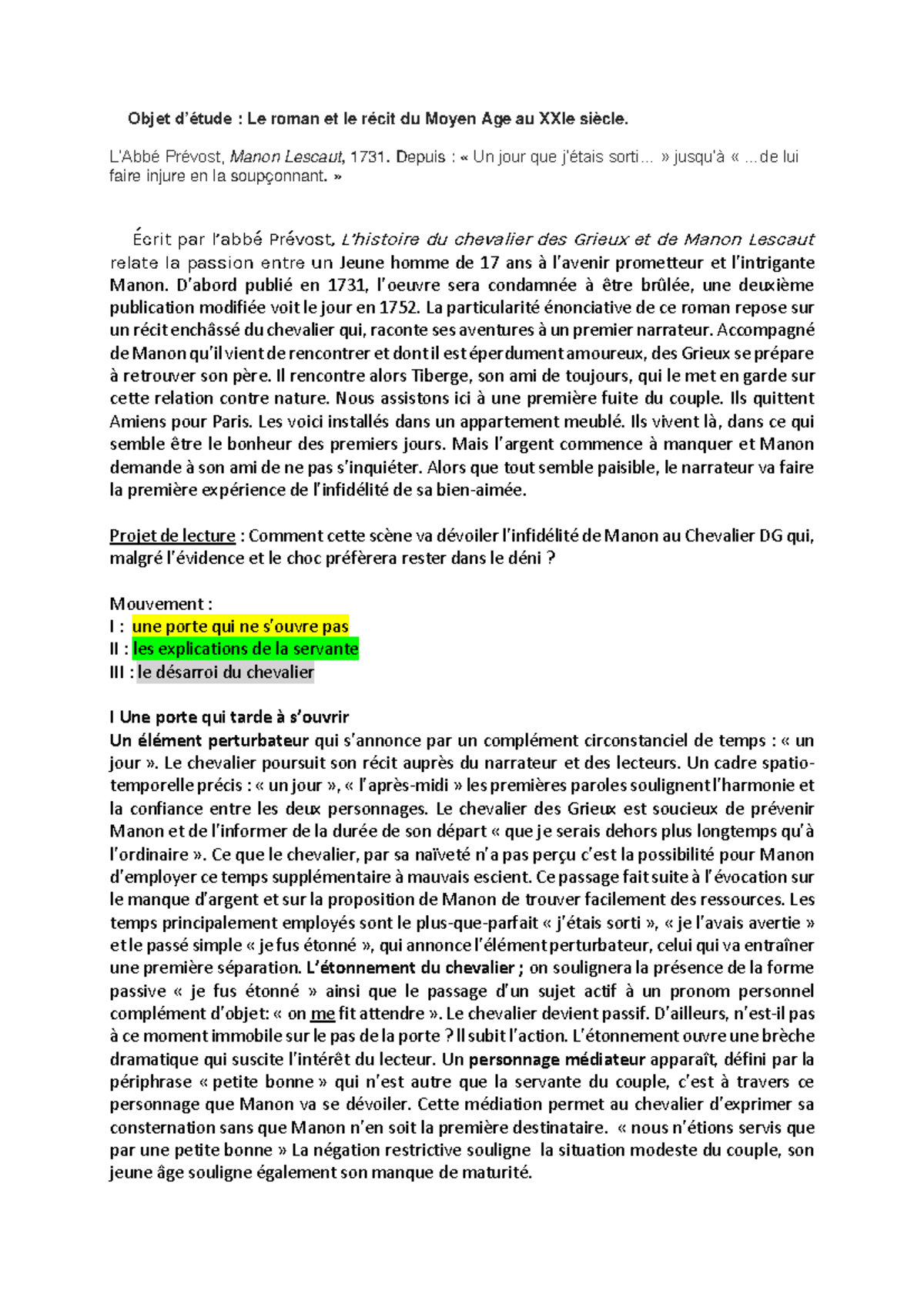 ML 1ere trahison LL 10 1ga - Objet d’étude : Le roman et le récit du ...