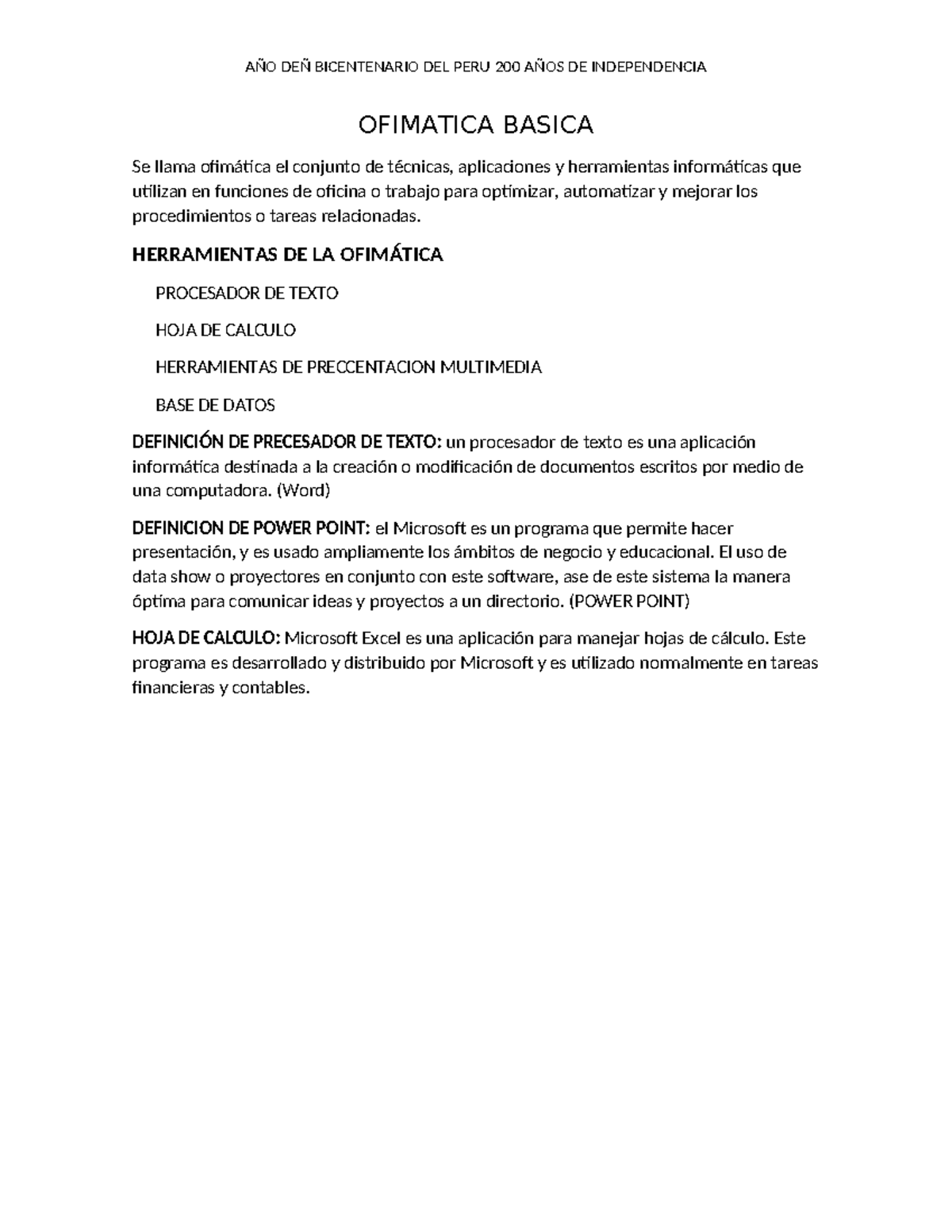 Ofimatica Basica SB 3 - OFIMATICA BASICA Se llama ofimática el conjunto ...