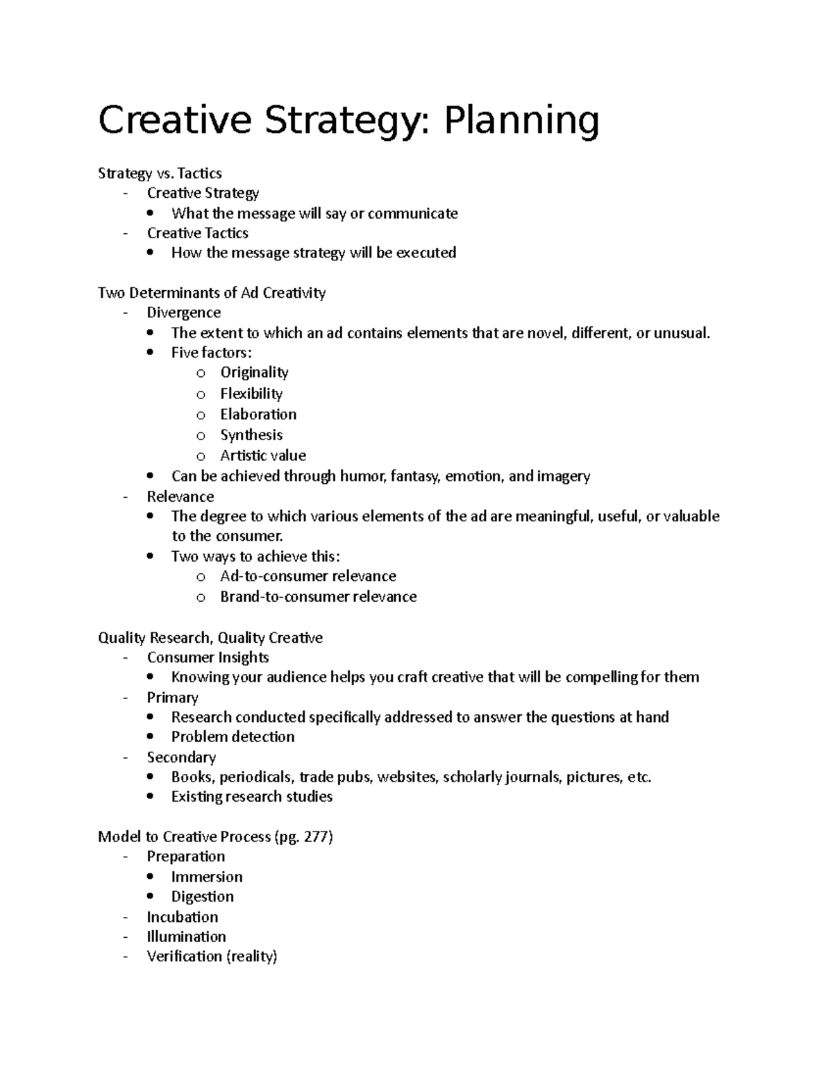 Creative Strategy - Dr Coombs - Creative Strategy: Planning Strategy vs ...