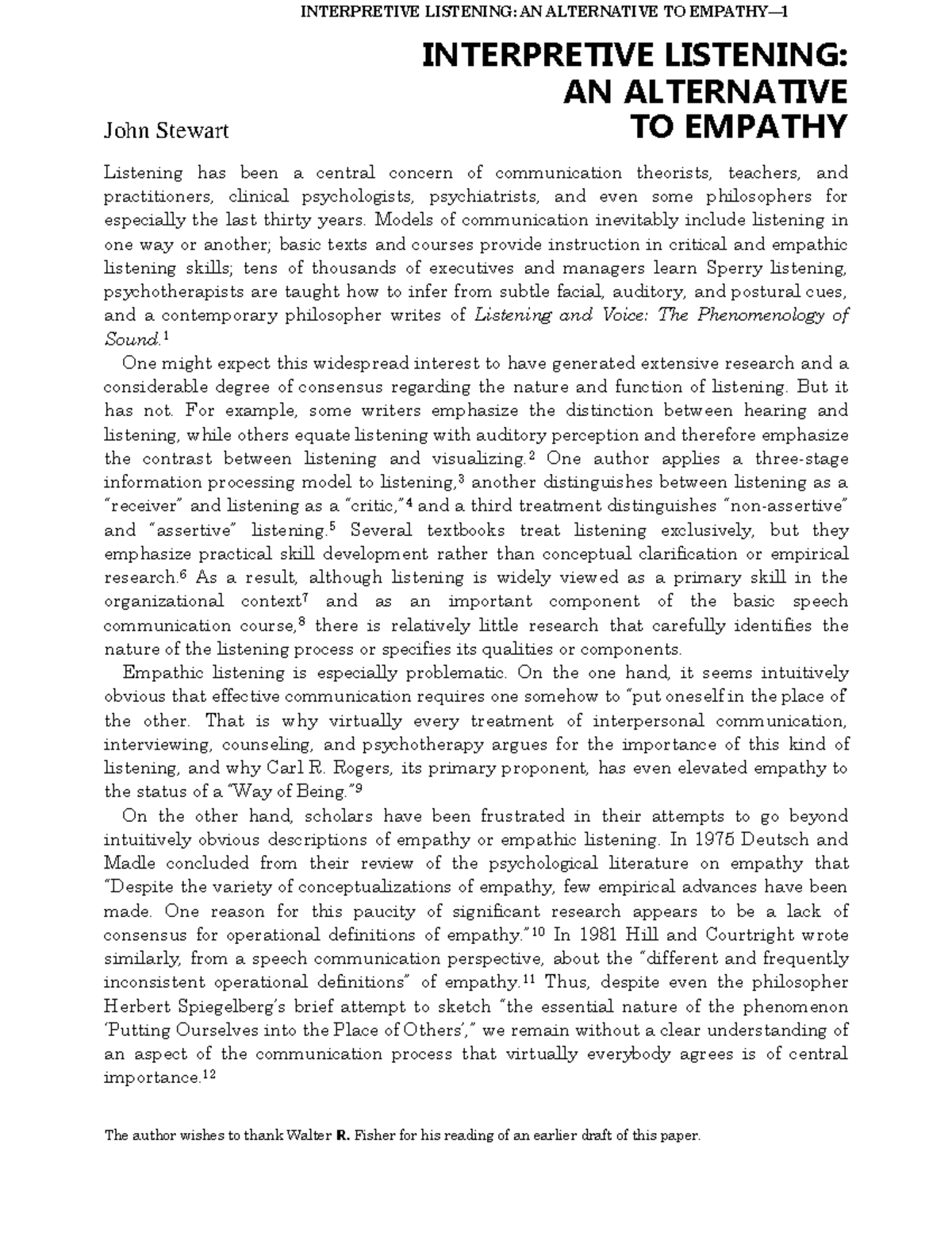 Interpretive Listening - INTERPRETIVE LISTENING: AN ALTERNATIVE TO ...