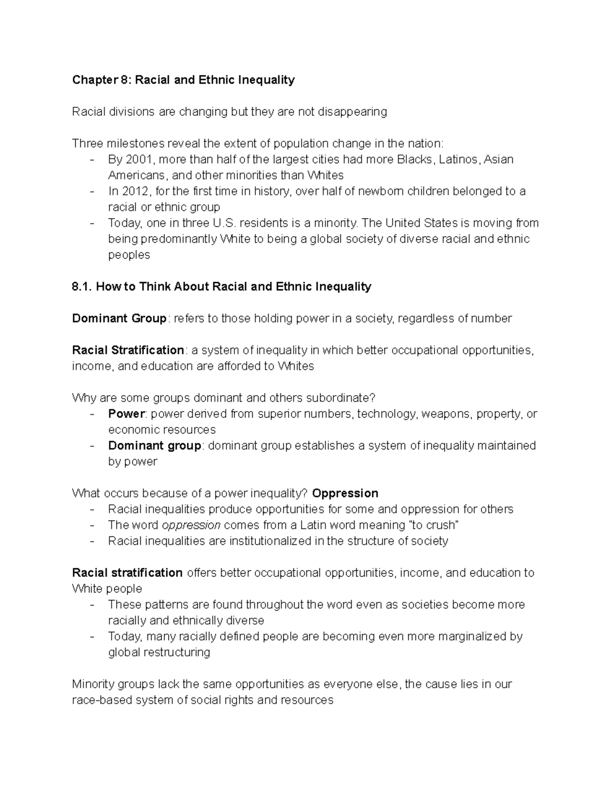 Racial and Ethnic Inequality - Chapter 8: Racial and Ethnic Inequality ...