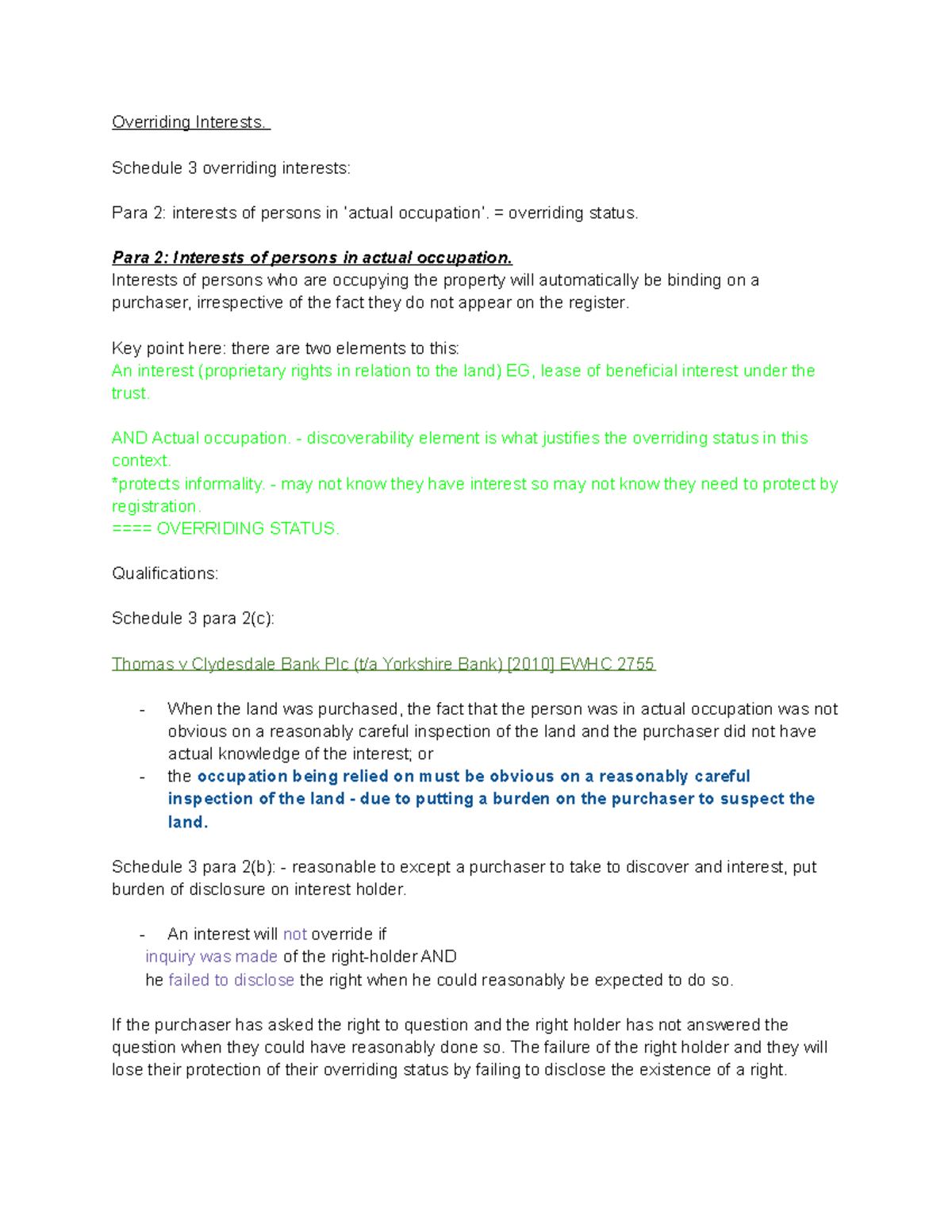 Registration of Title Overriding Part 2 - Overriding Interests ...