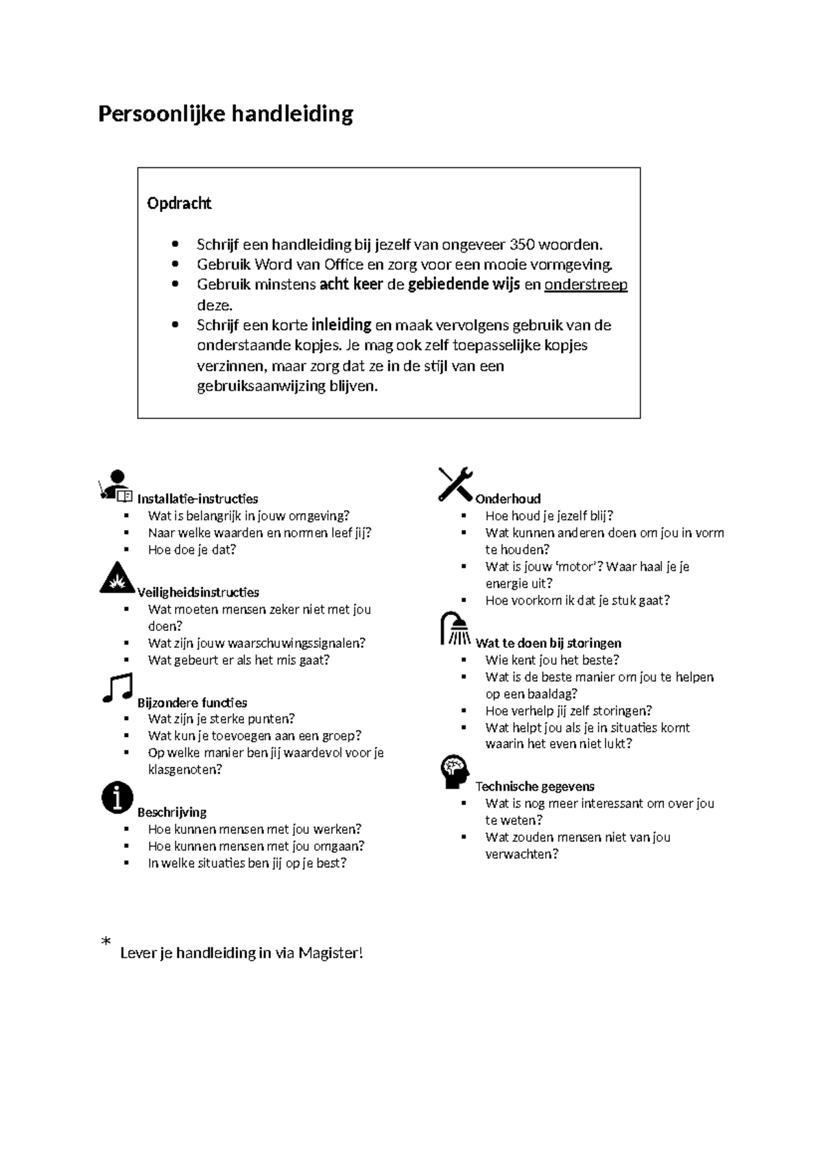 Gebiedende wijs - opdracht handleiding schrijven - Persoonlijke ...