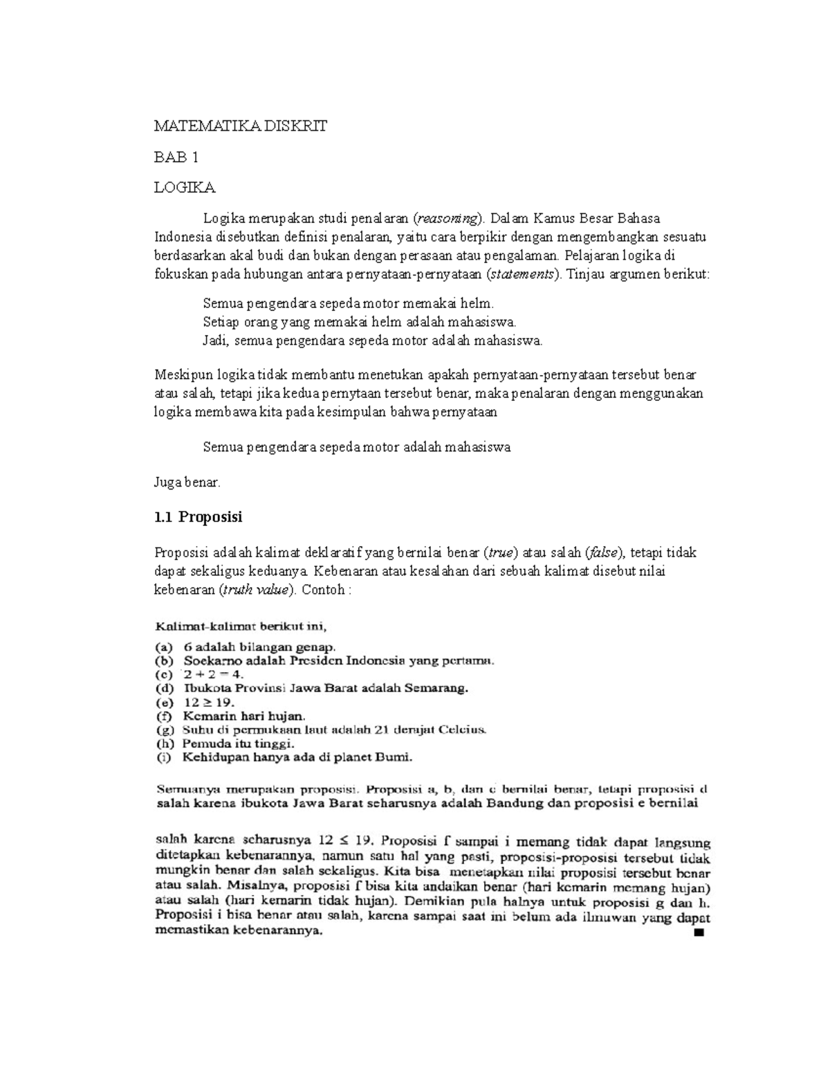 Matematika Diskrit BAB 1 Logika - MATEMATIKA DISKRIT BAB 1 LOGIKA ...