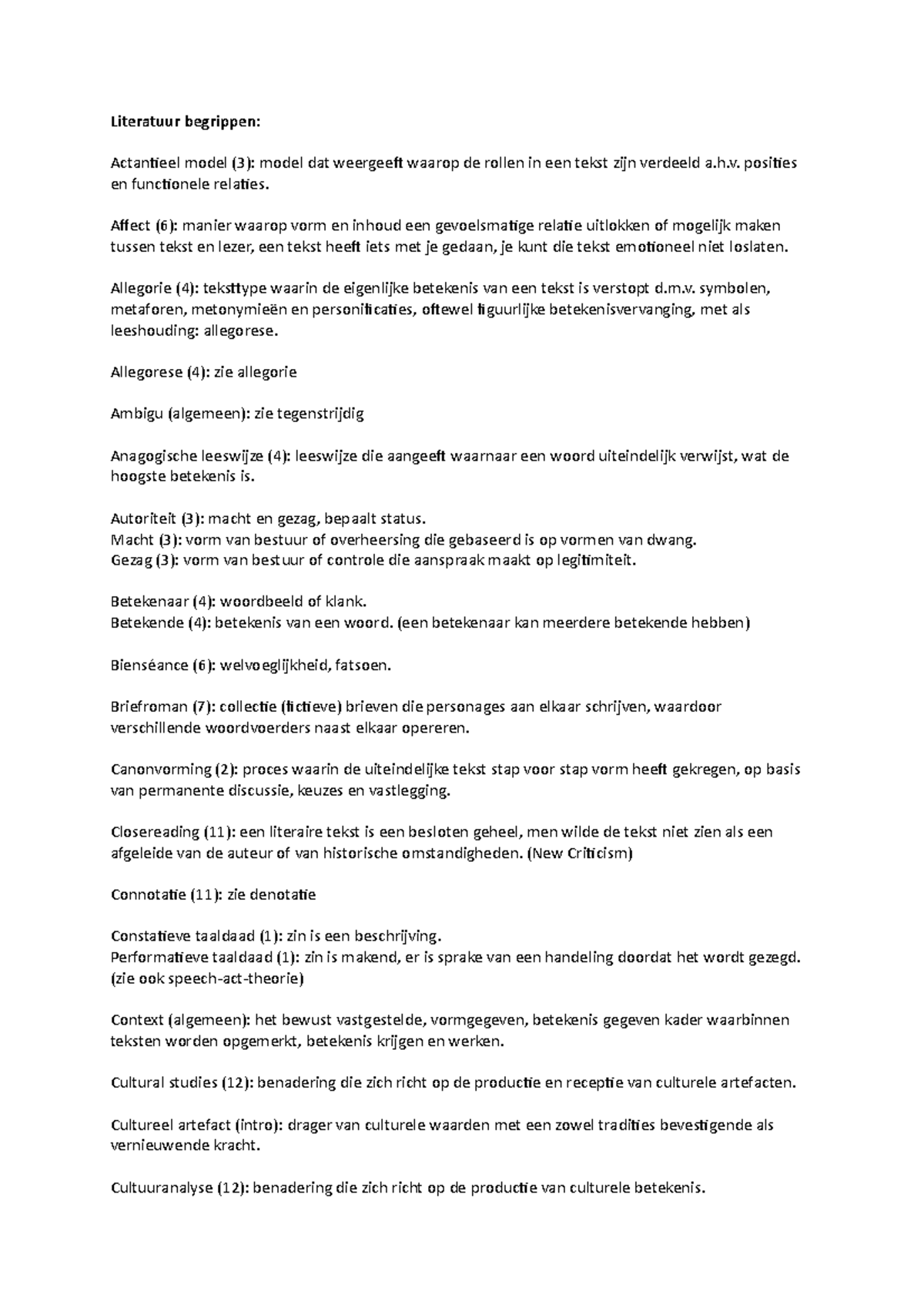 Samenvatting lessen in literatuur - literatuur begrippen - Literatuur ...