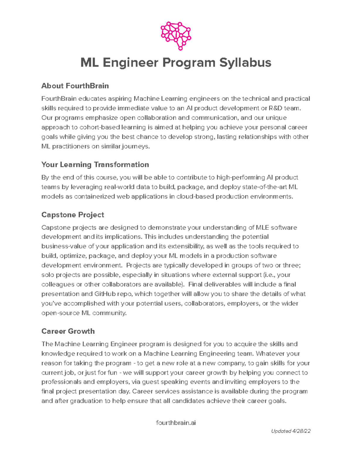 ML Engineer Program Syllabus - Our programs emphasize open ...
