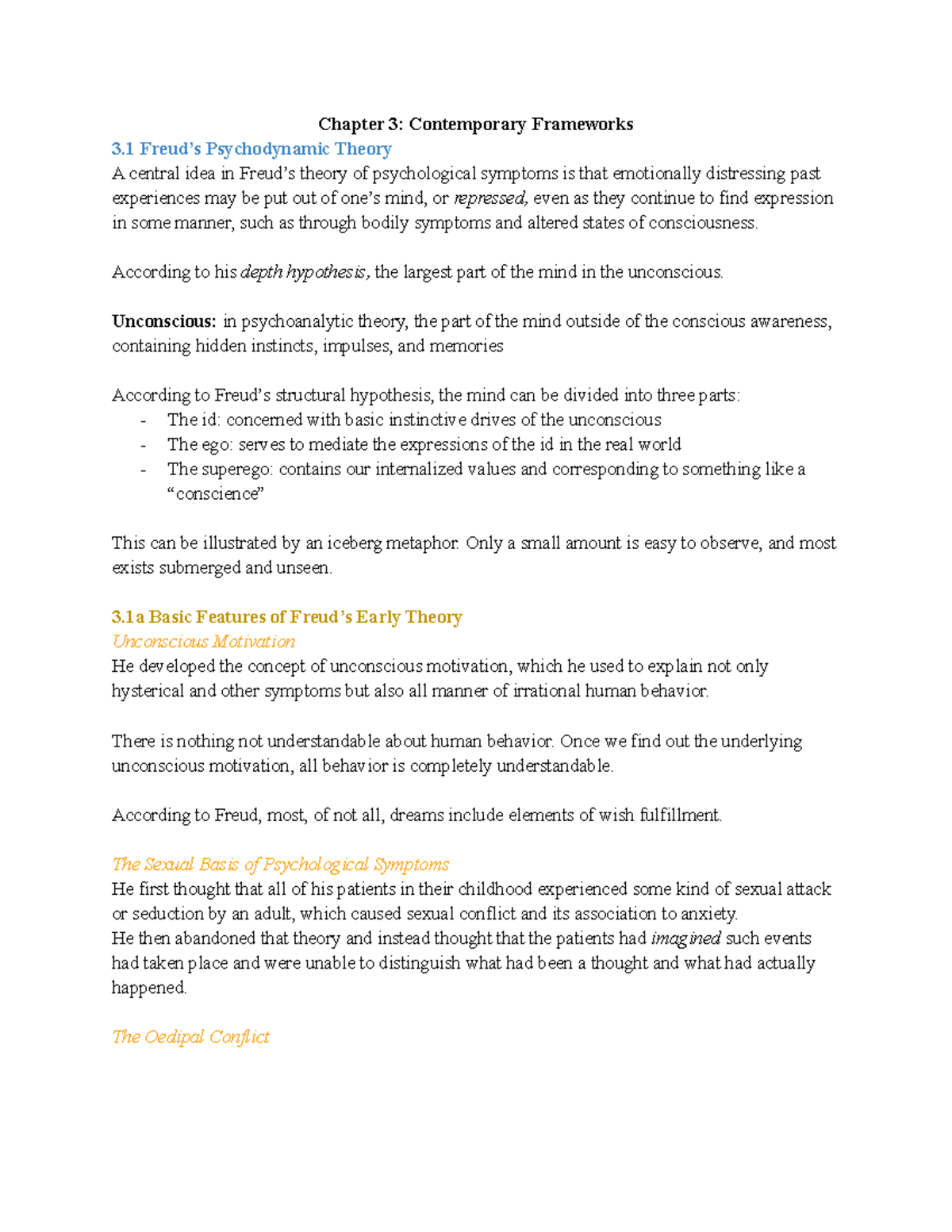 Chapter 3 Contemporary Frameworks - Chapter 3: Contemporary Frameworks 3 Freud’s Psychodynamic ...