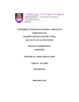 Assignment 1 MKT558 - FACULTY OF BUSINESS MANAGEMENT BACHELOR OF ...