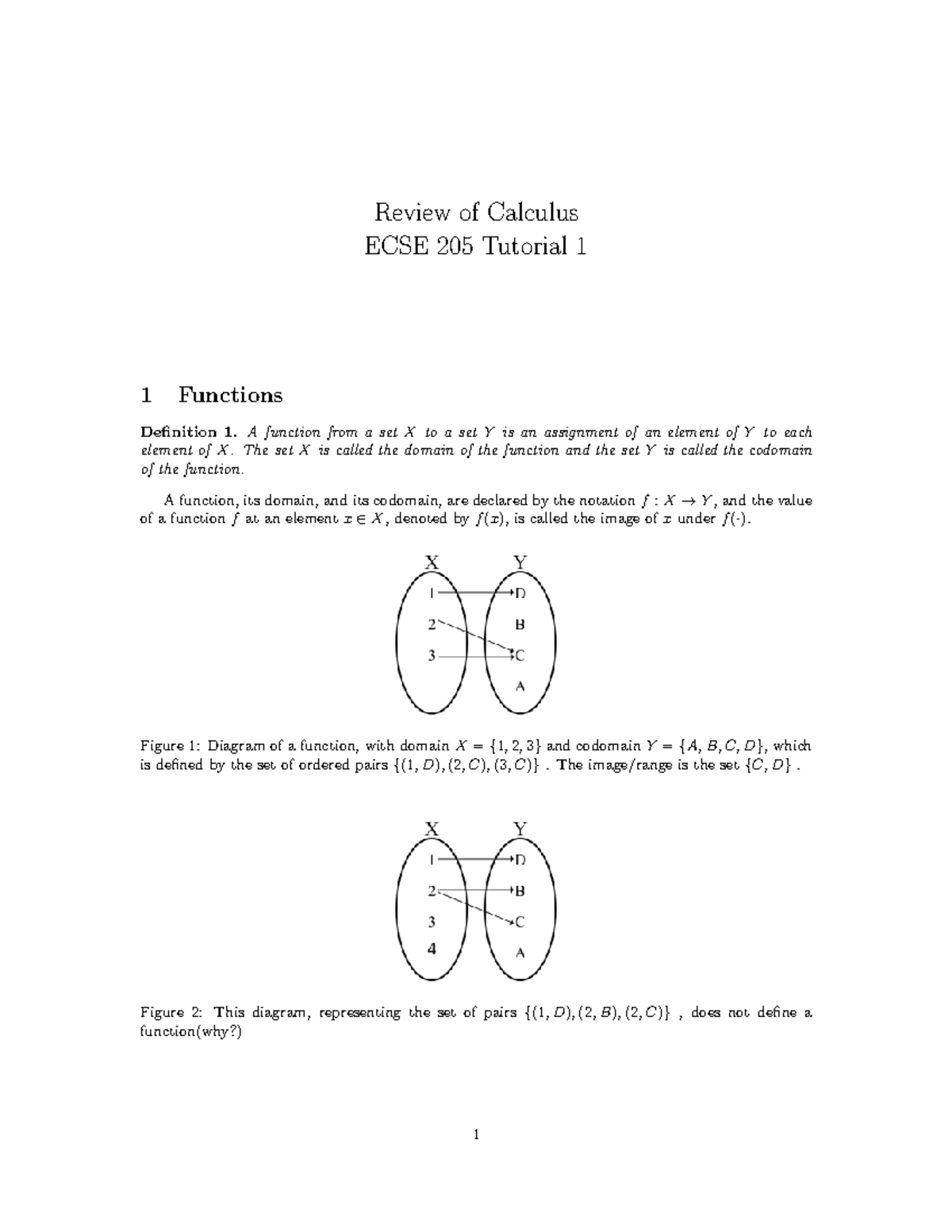 Tutorial 1 - TUT - Review of Calculus ECSE 205 Tutorial 1 January 10 ...