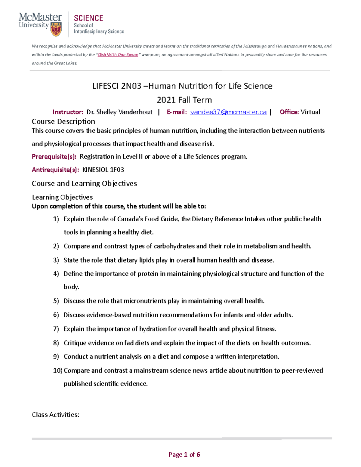 Lifesci-2N03 - This course covers the basic principles of human ...