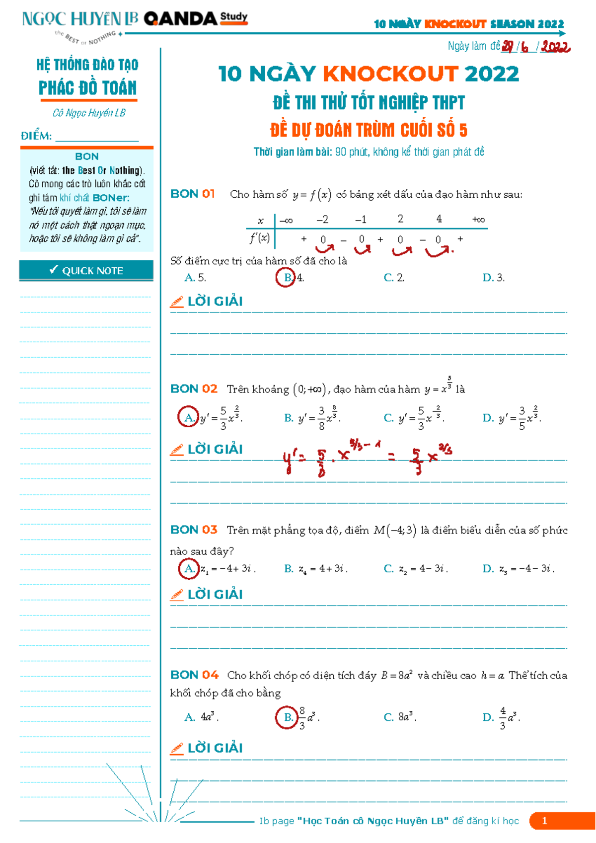 [Cô Ngọc Huyền LB] viet tay Đề dự đoán trùm cuối số 5 (handout) - H TH ...