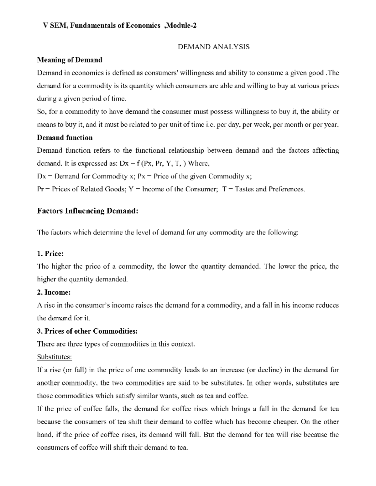 Demand - Lecture notes - B.A Economics - Studocu