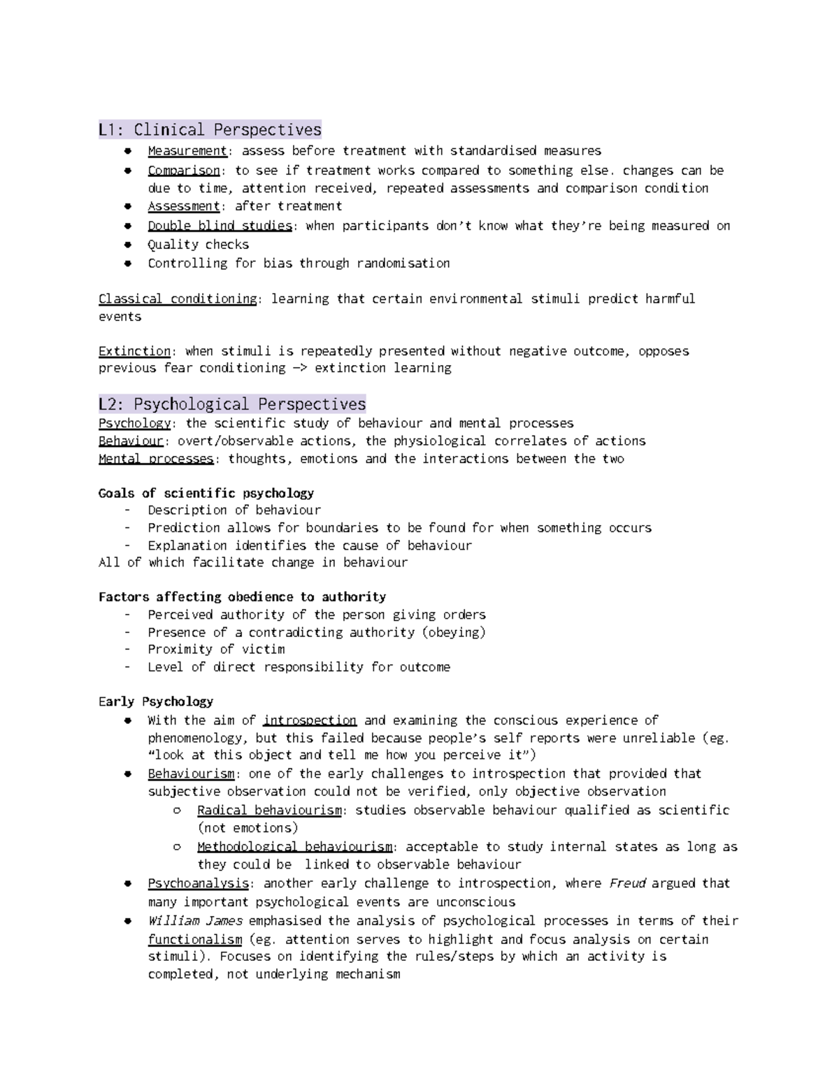 L1 Clinical Perspectives + L2 Psychological Perspectives - L1: Clinical ...