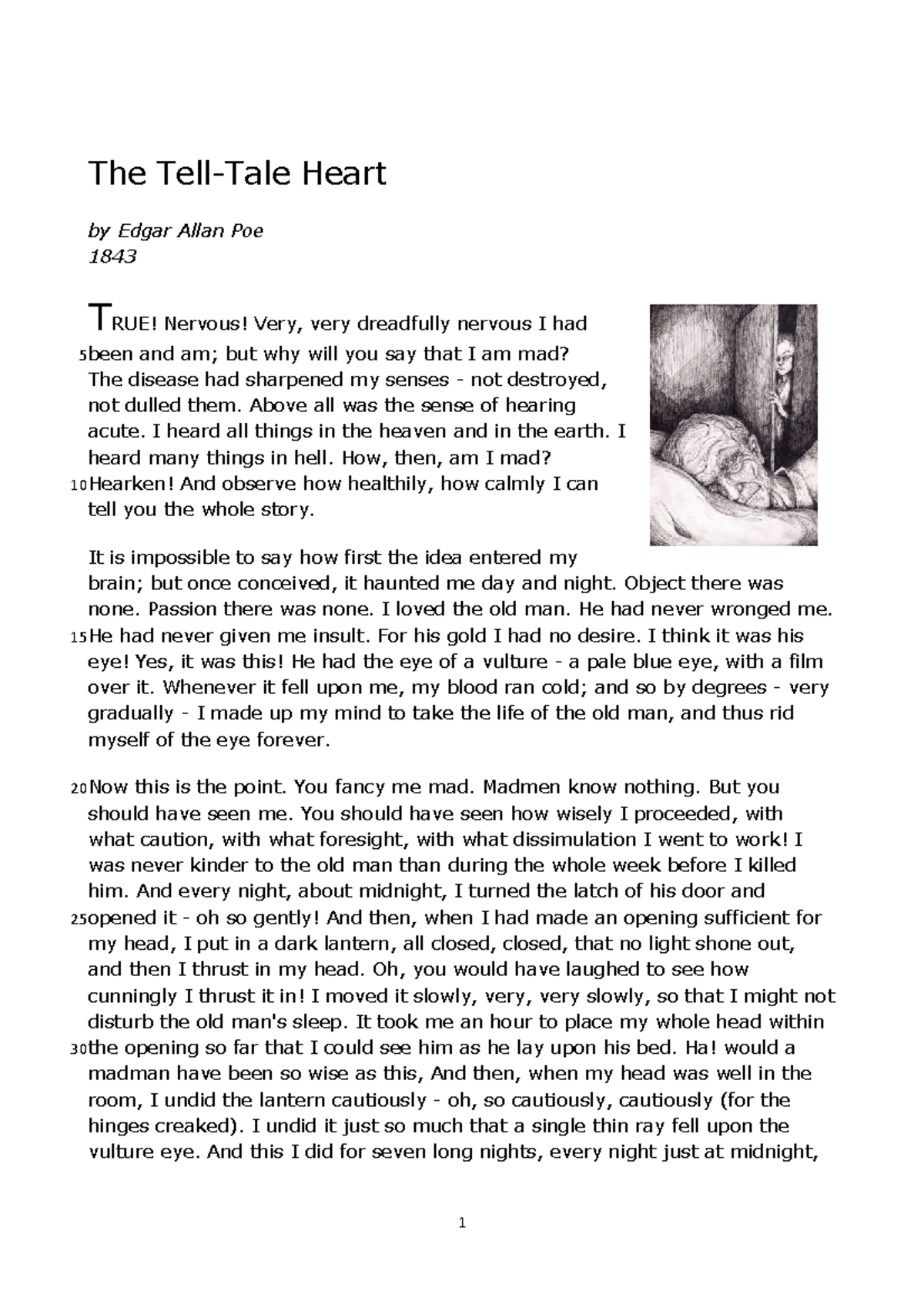 The Tell Tale Heart Full Text The Tell Tale Heart By Edgar Allan Poe