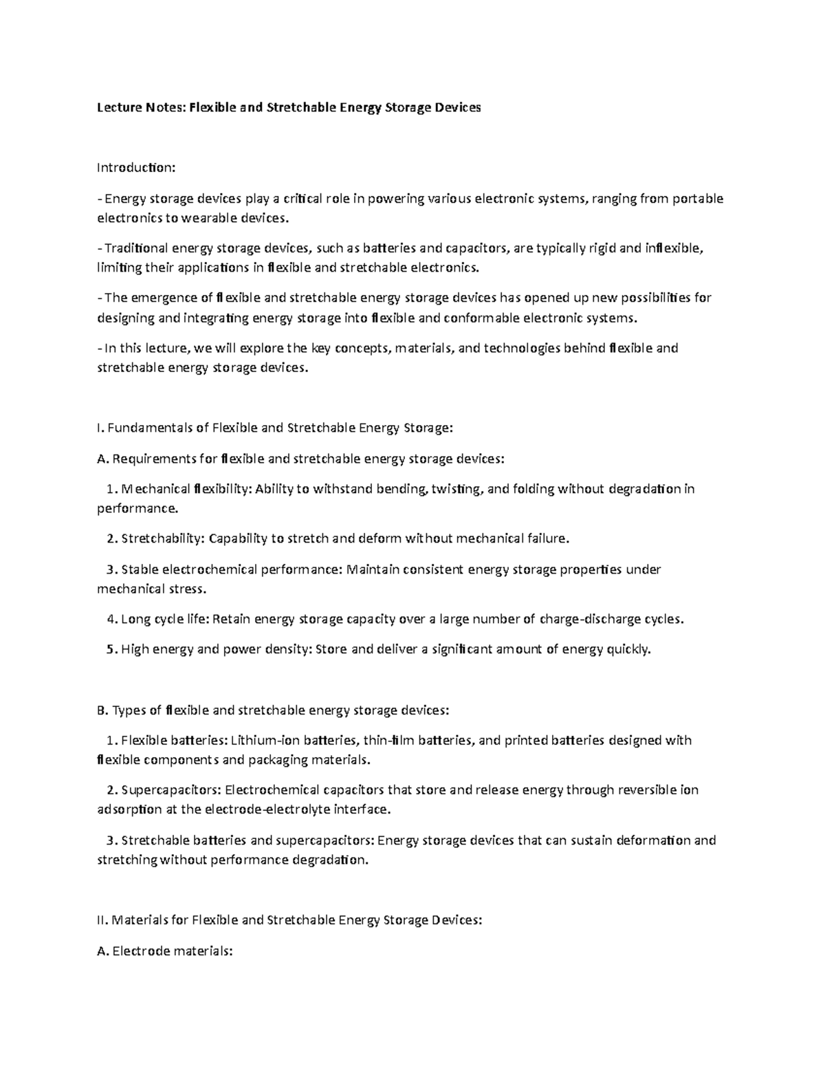 Lecture Notes: Flexible and Stretchable Energy Storage Devices ...