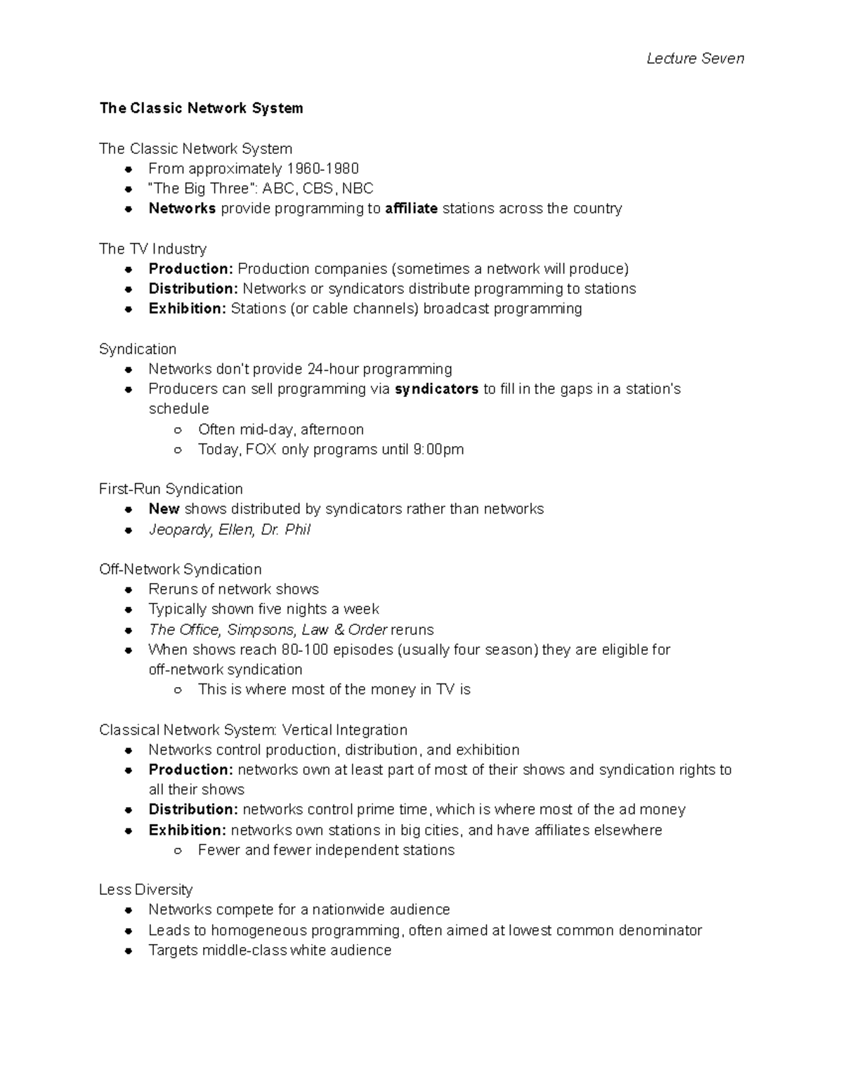 10. The Classic Network System - The Classic Network System The Classic ...