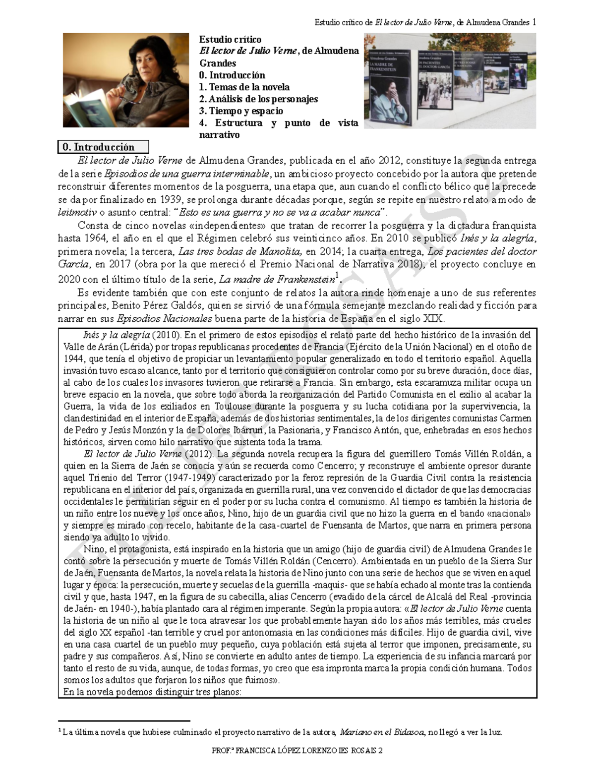 Estudio crítico EL Lector DE Julio Verne DE Almudena Grandes - Estudio ...