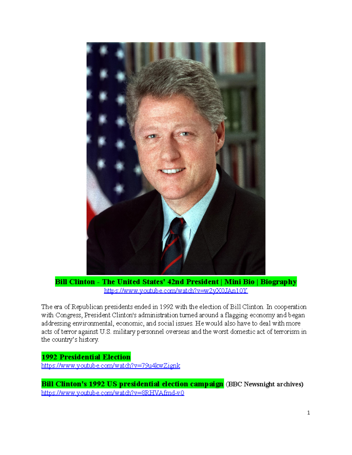 U31 L51 Bill Clinton Empathy and Economic Growth - Bill Clinton - The ...