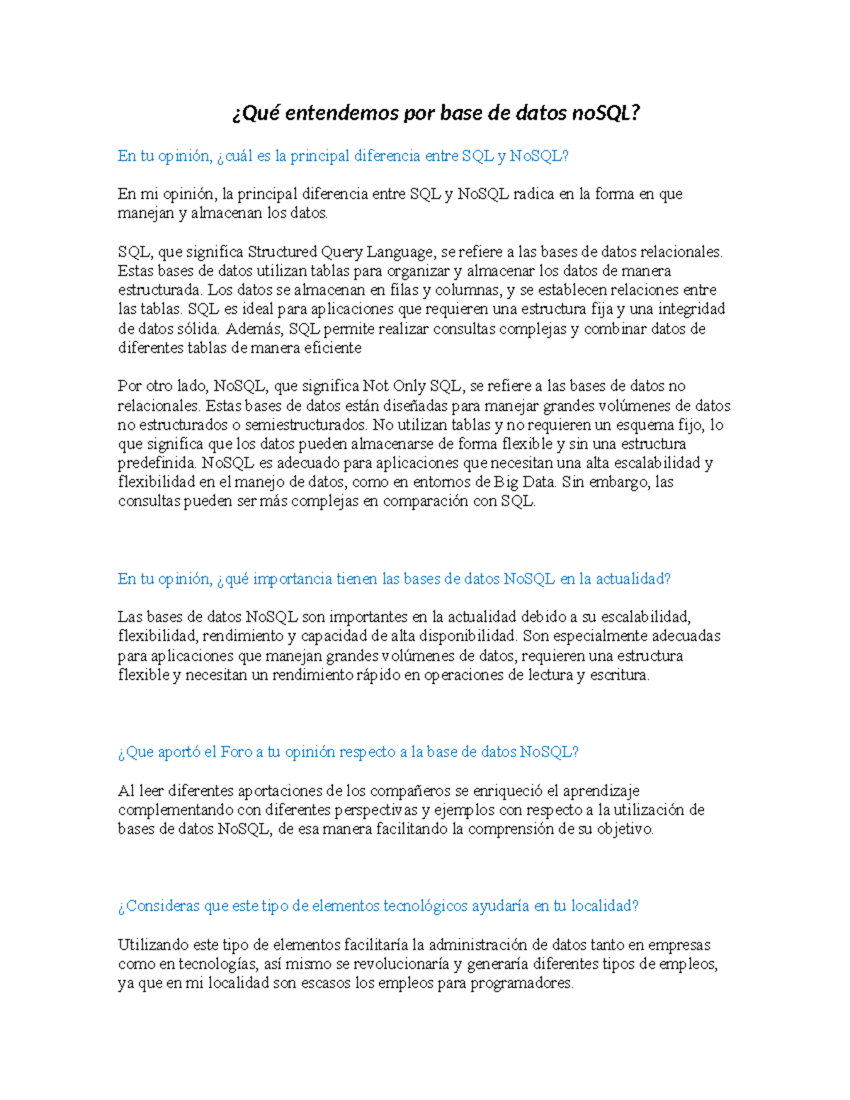 Bases de Datots No SQL REeto 1 - ¿Qué entendemos por base de datos ...