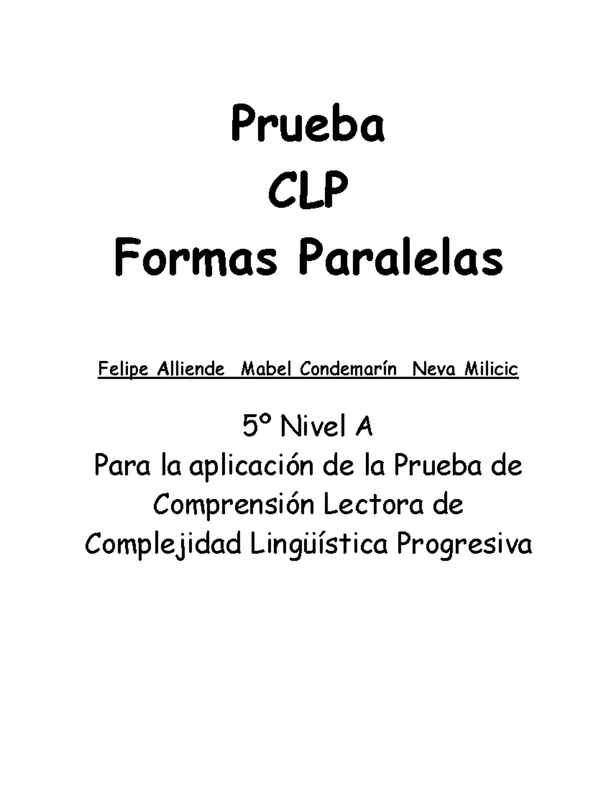 Protocolo CLP 5 A - test articulacio n - Prueba CLP Formas Paralelas ...