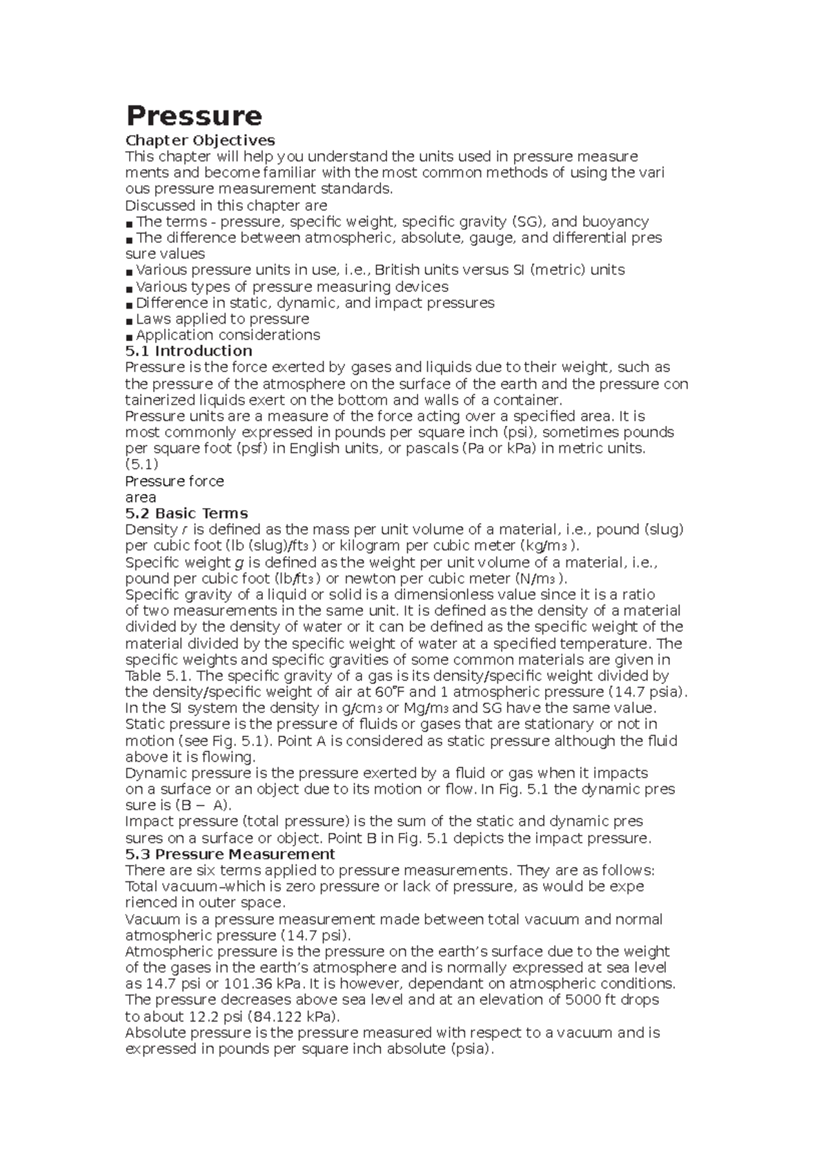 Process control applications 98 - Pressure Chapter Objectives This ...
