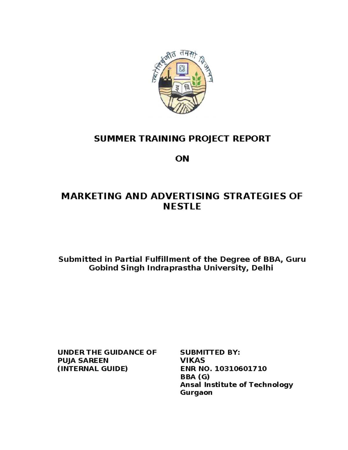 Kupdf - Template+2018 - templet - SUMMER TRAINING PROJECT REPORT ON ...