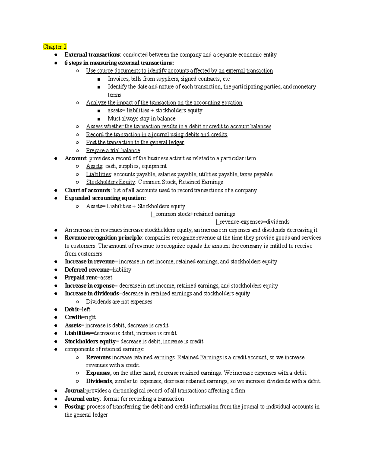 ACCT207 CH 2 - prof. wright lecture notes - Chapter 2 External ...