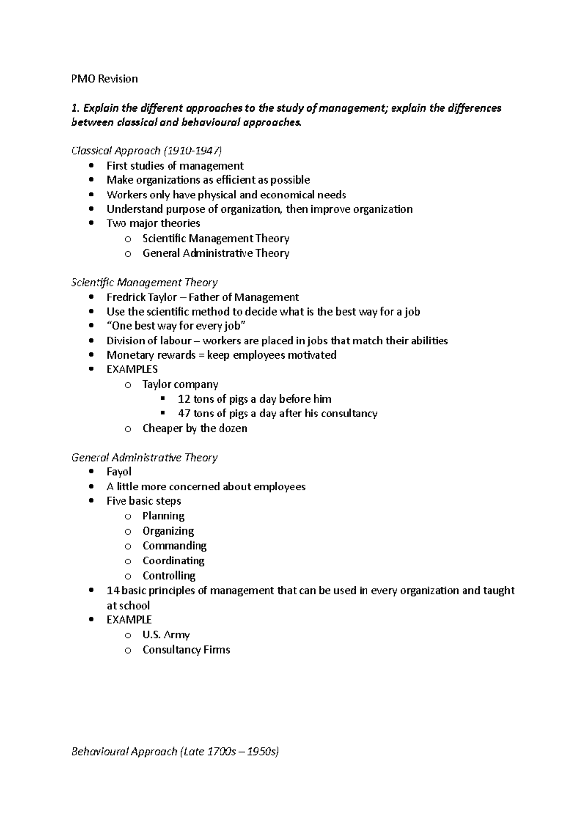 PMO Revision part 1 - PMO Revision 1. Explain the different approaches ...