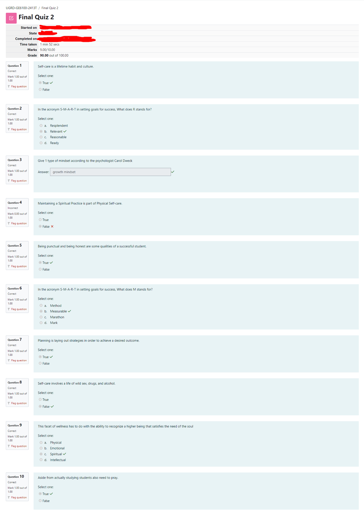 Final Quiz 2 - QUIZ 2 UTS - GE6100 - Final Quiz 2 Final Quiz 2 Started ...