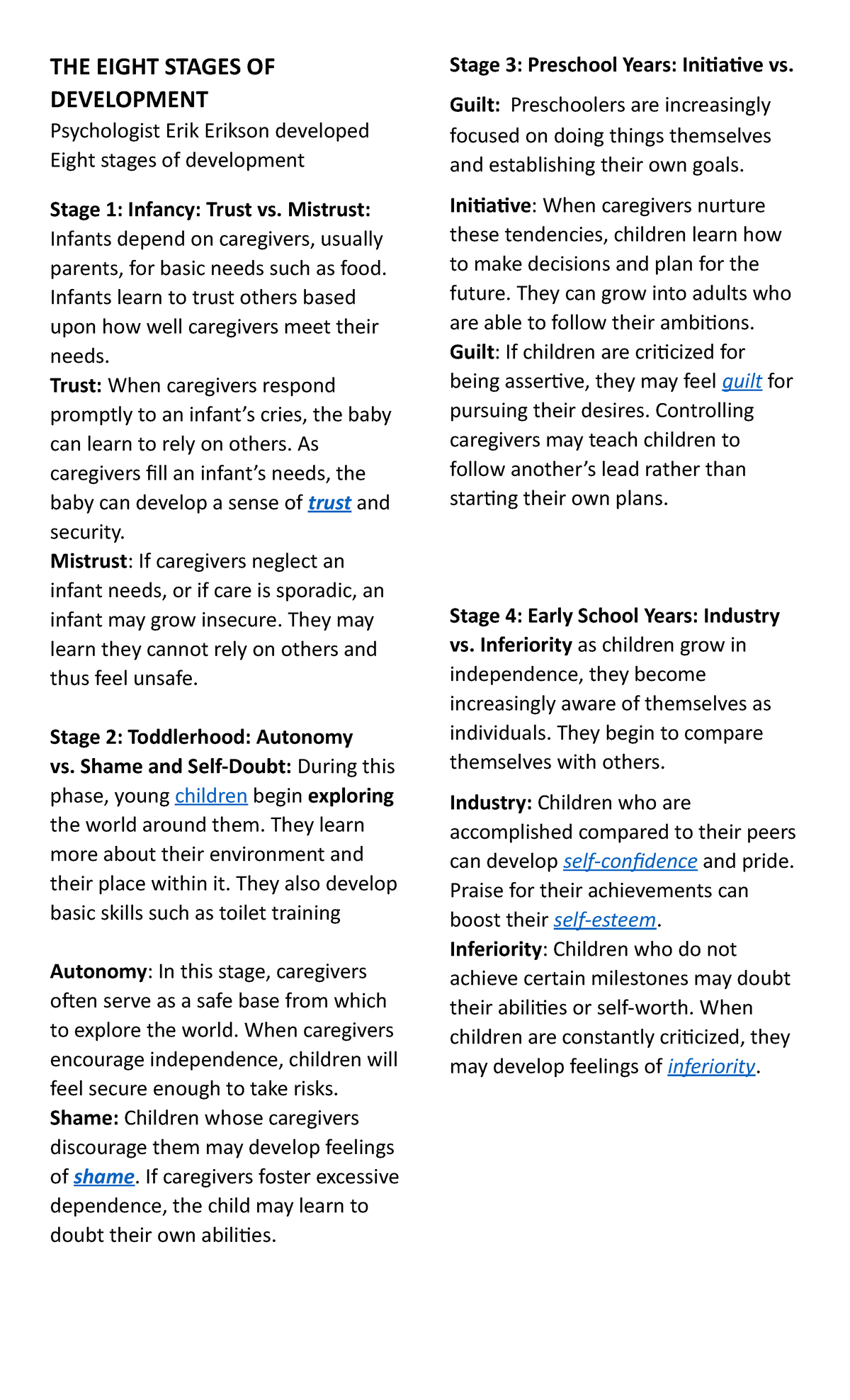 UTS Reviewer - ...... - THE EIGHT STAGES OF DEVELOPMENT Psychologist ...