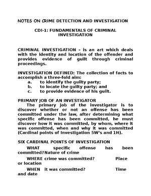 (CDI 5) DRUG Education and VICE Control - NOTES ON CRIME DETECTION AND ...