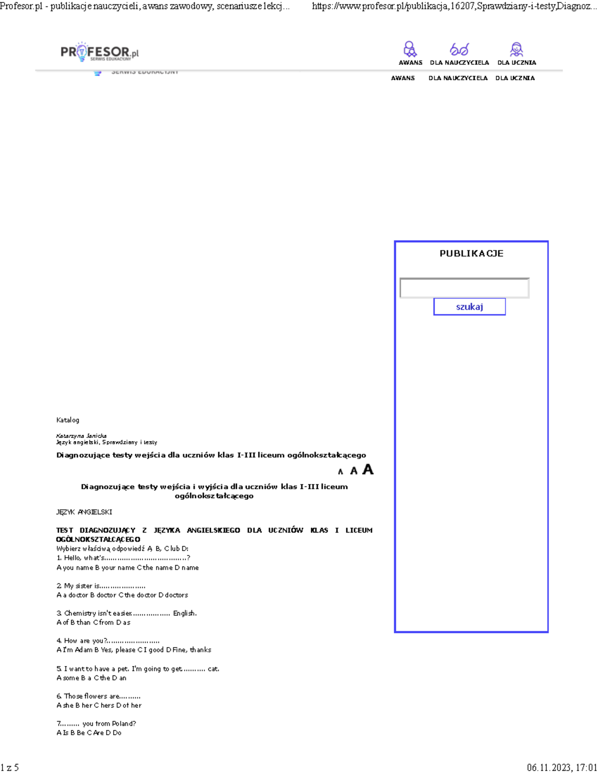 Profesor.pl - publikacje nauczycieli, awans zawodowy, scenariusze ...