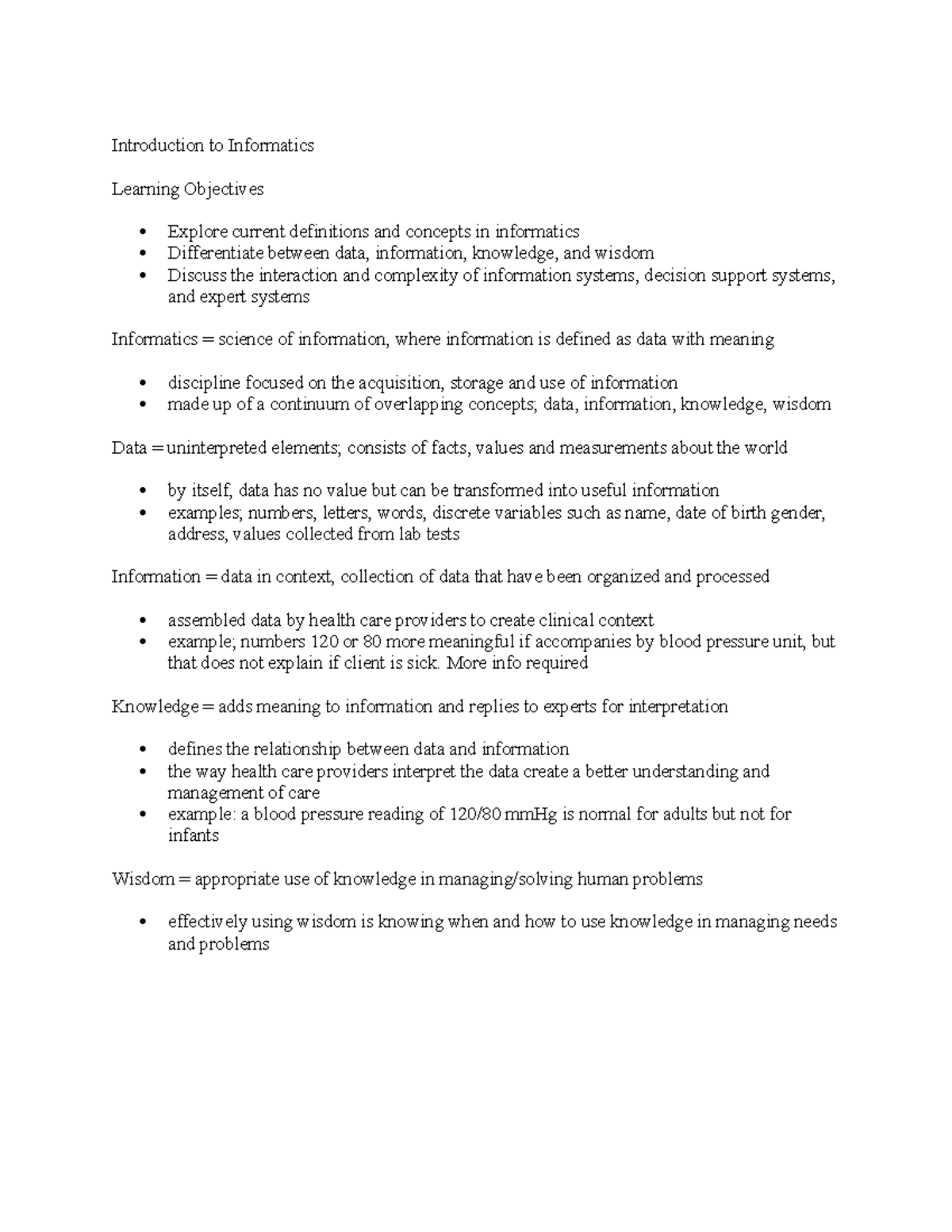 Introduction to Informatics - Introduction to Informatics Learning ...