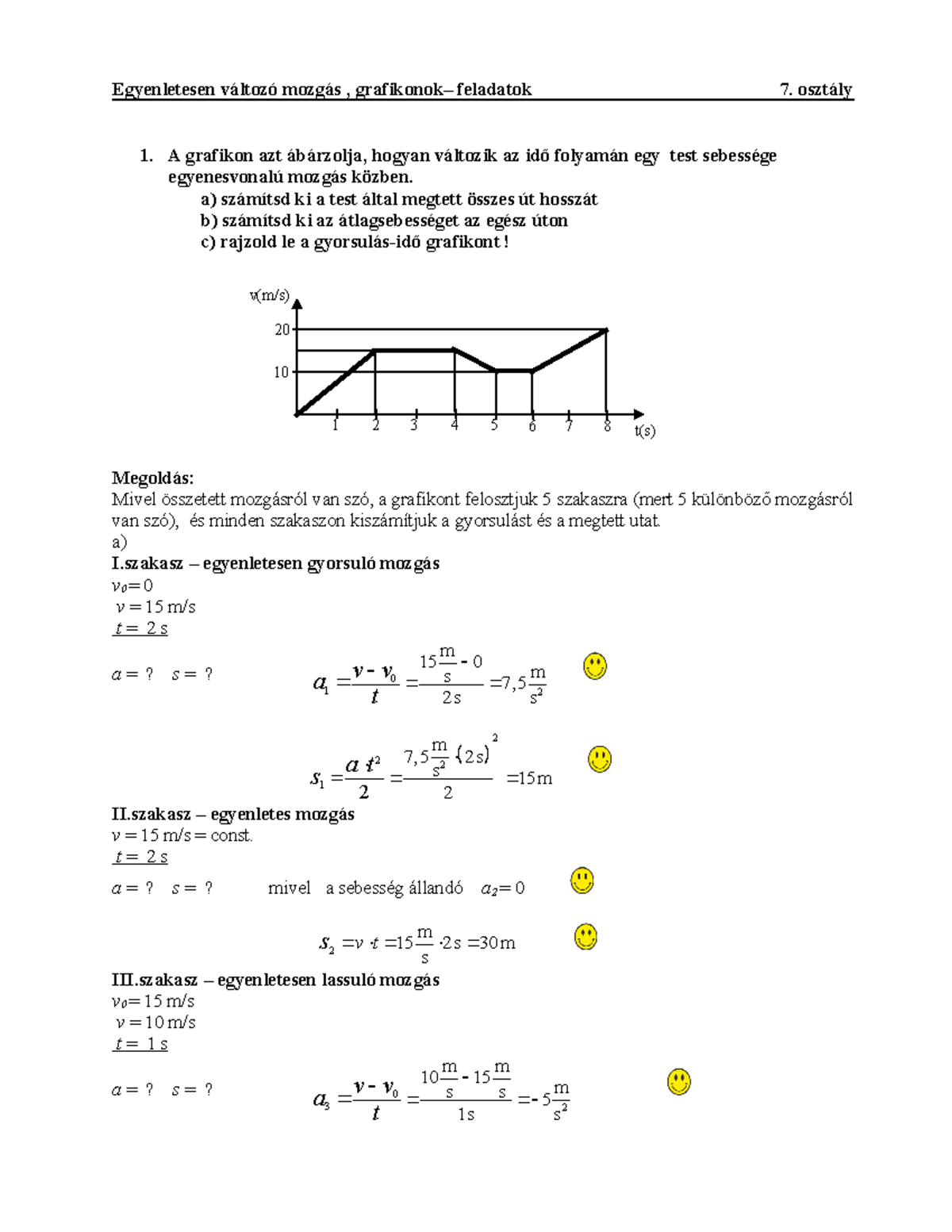 Egyenletesen valtozo mozgas grafikonjai kidolgozott feladat ...