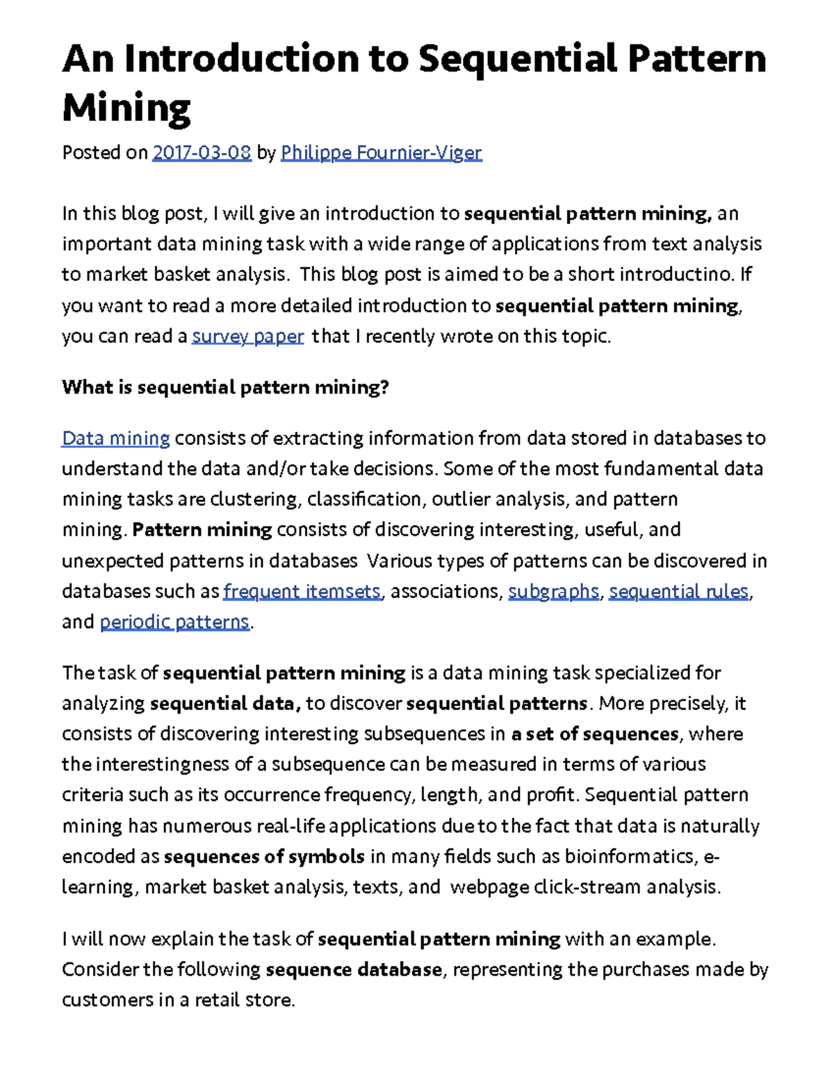 Unit - 2 An Introduction to Sequential Pattern Mining - The Data Mining Blog - An Introduction ...