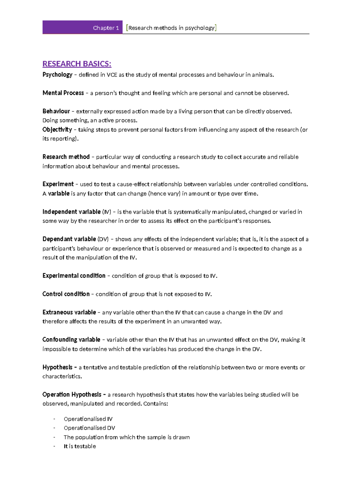 Research methods in psychology - RESEARCH BASICS: Psychology – defined ...