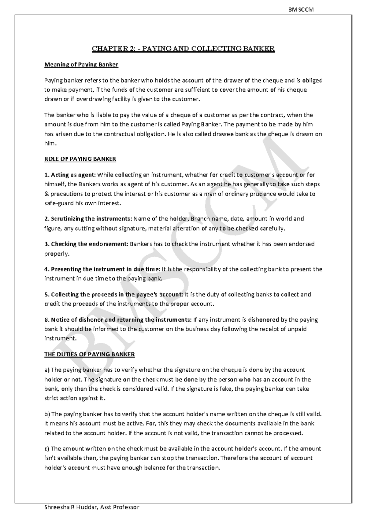 Ch 2 (11) - Banking law 2nd chapter notes - CHAPTER 2: - PAYING AND ...