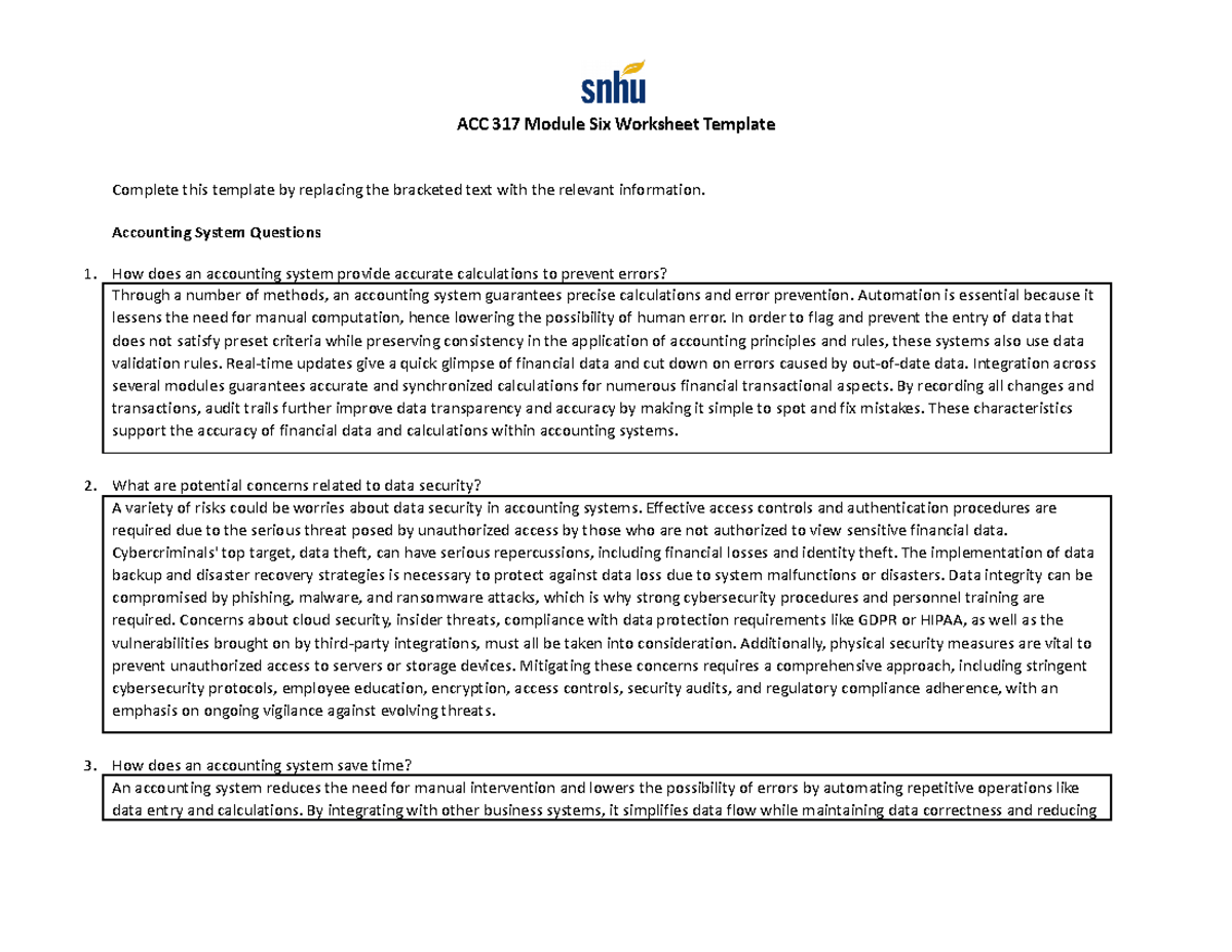 ACC 317 Module Six - no desc. - ACC 317 Module Six Worksheet Template ...