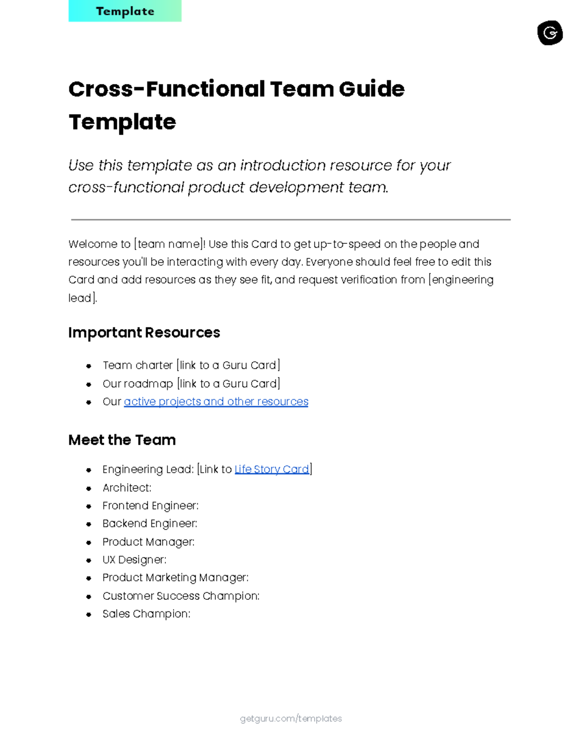 Template Cross-Functional Team Guide Template - Cross-Functional Team ...