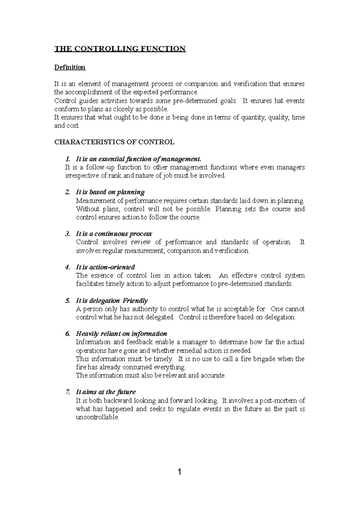 PPM Notes- Controlling Function 2021 - THE CONTROLLING FUNCTION ...