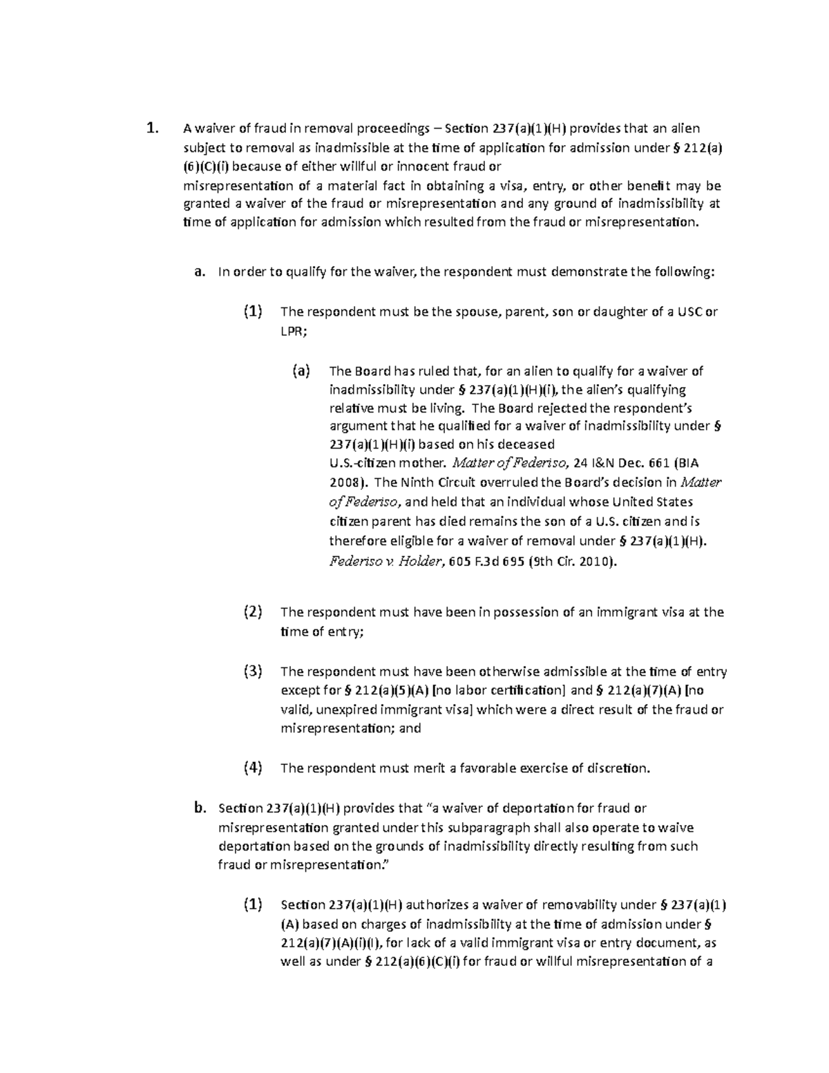 Immigration law m47 - 1. A waiver of fraud in removal proceedings ...