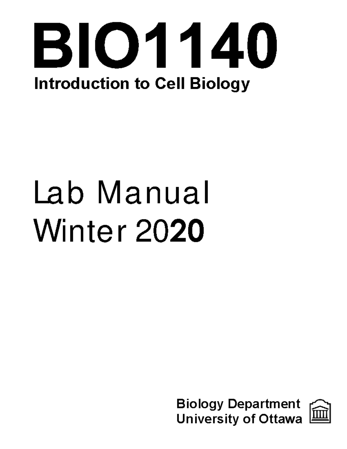 BIO1140 Lab manual - BIO1140 - Warning: TT: undefined function: 32 ...