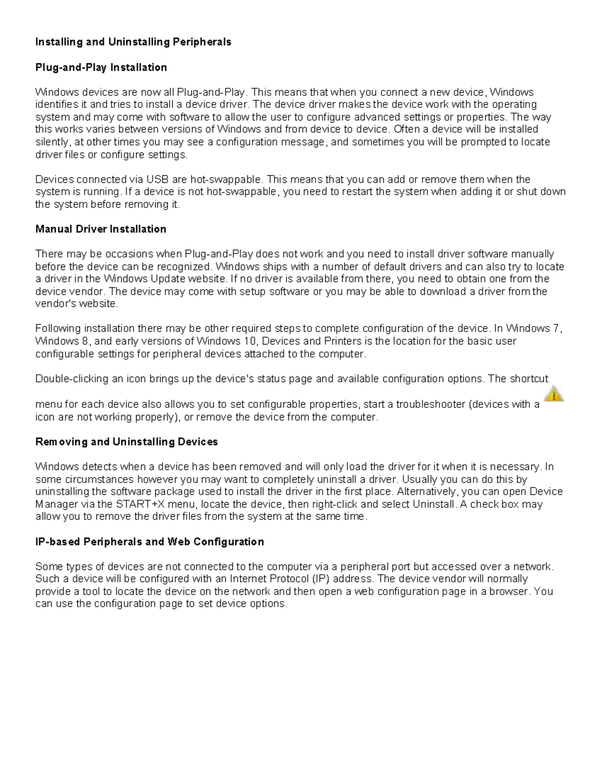 Week 7 Module - Notes - Installing and Uninstalling Peripherals Plug ...