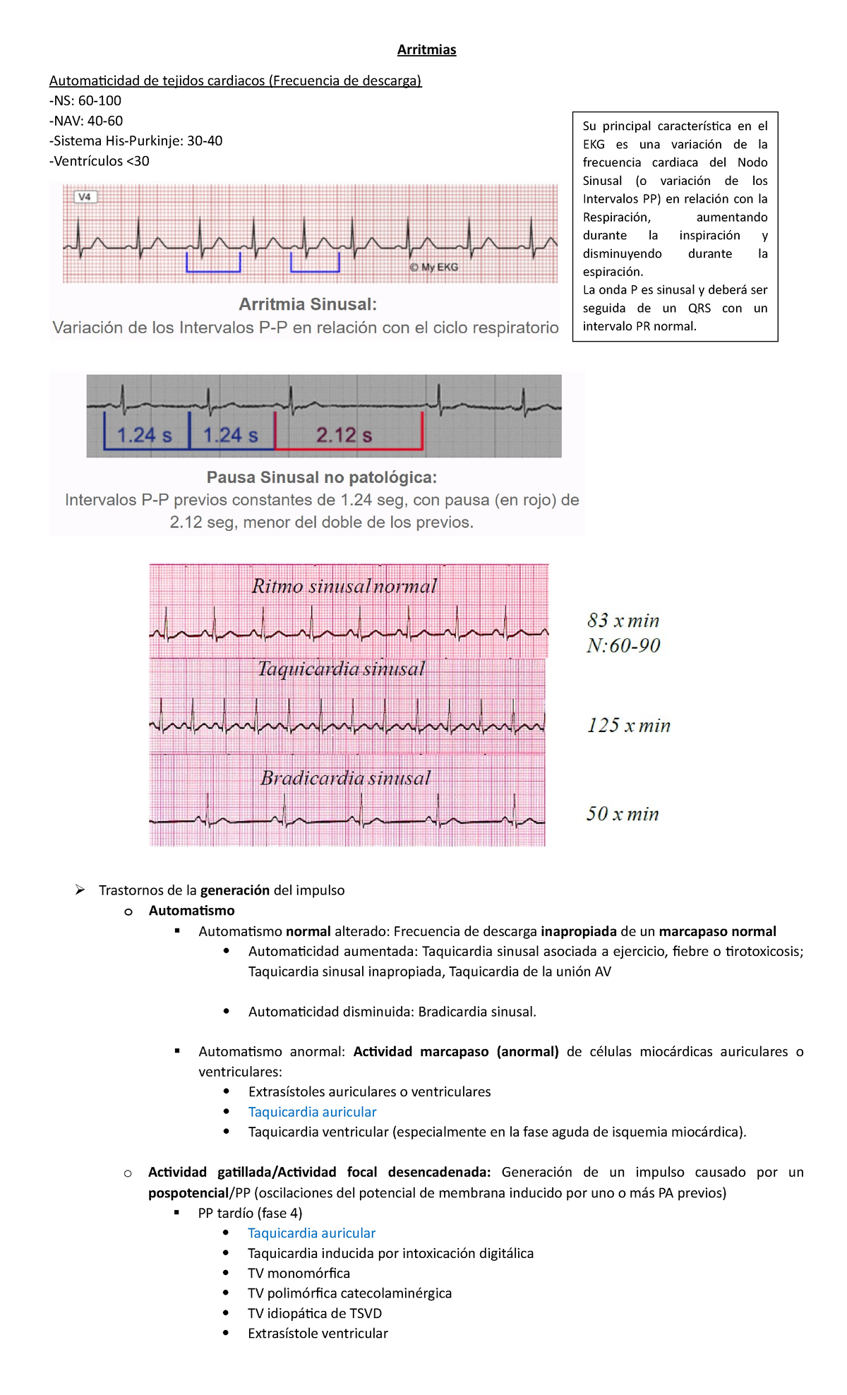 Cardiología: Arritmias - Arritmias Automaticidad de tejidos cardiacos ...
