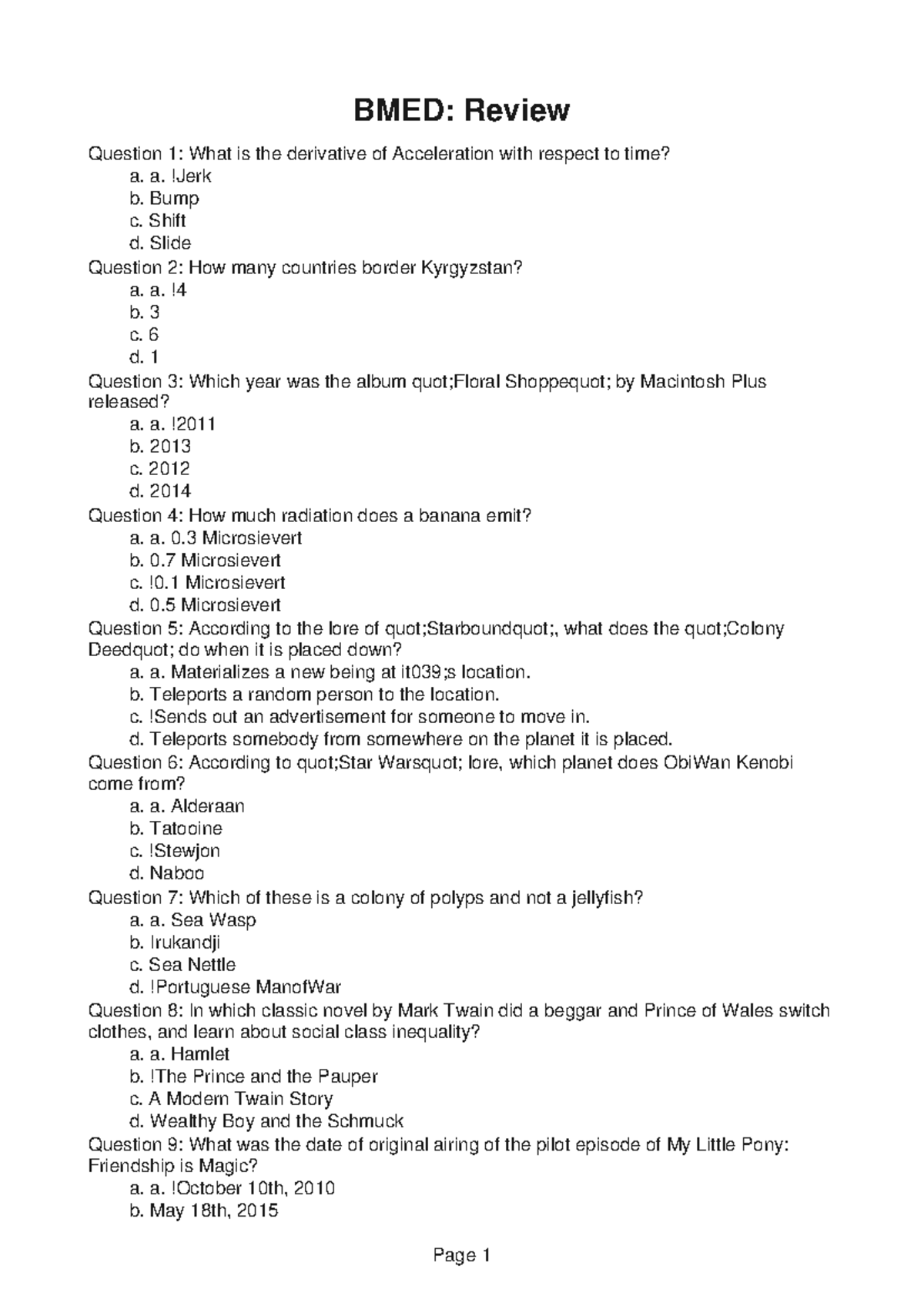 BMED159 Presentation 1 - BMED: Review Question 1: What is the ...