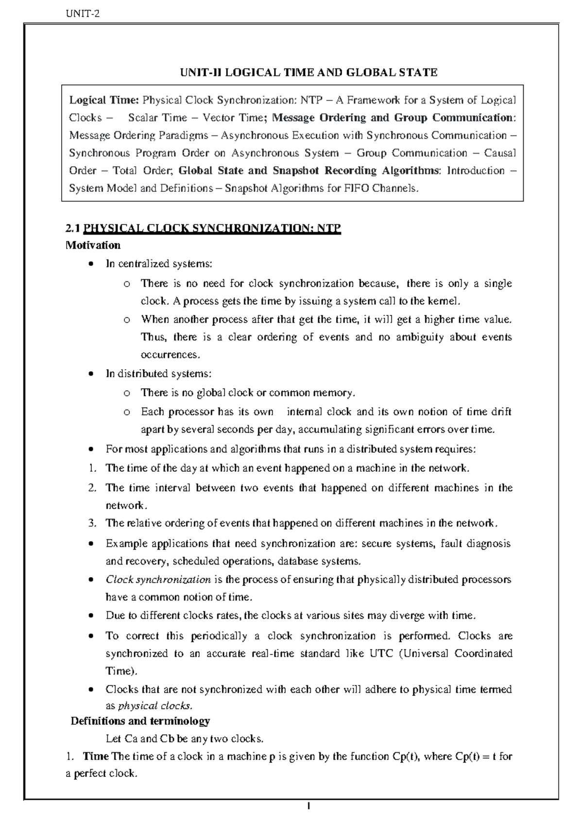 Unit 2 new - DISTRIBUTED COMPUTING NOTES 2021 REGULATION - UNIT-II ... Unit 2 new - DISTRIBUTED COMPUTING NOTES 2021 REGULATION - UNIT-II ...
