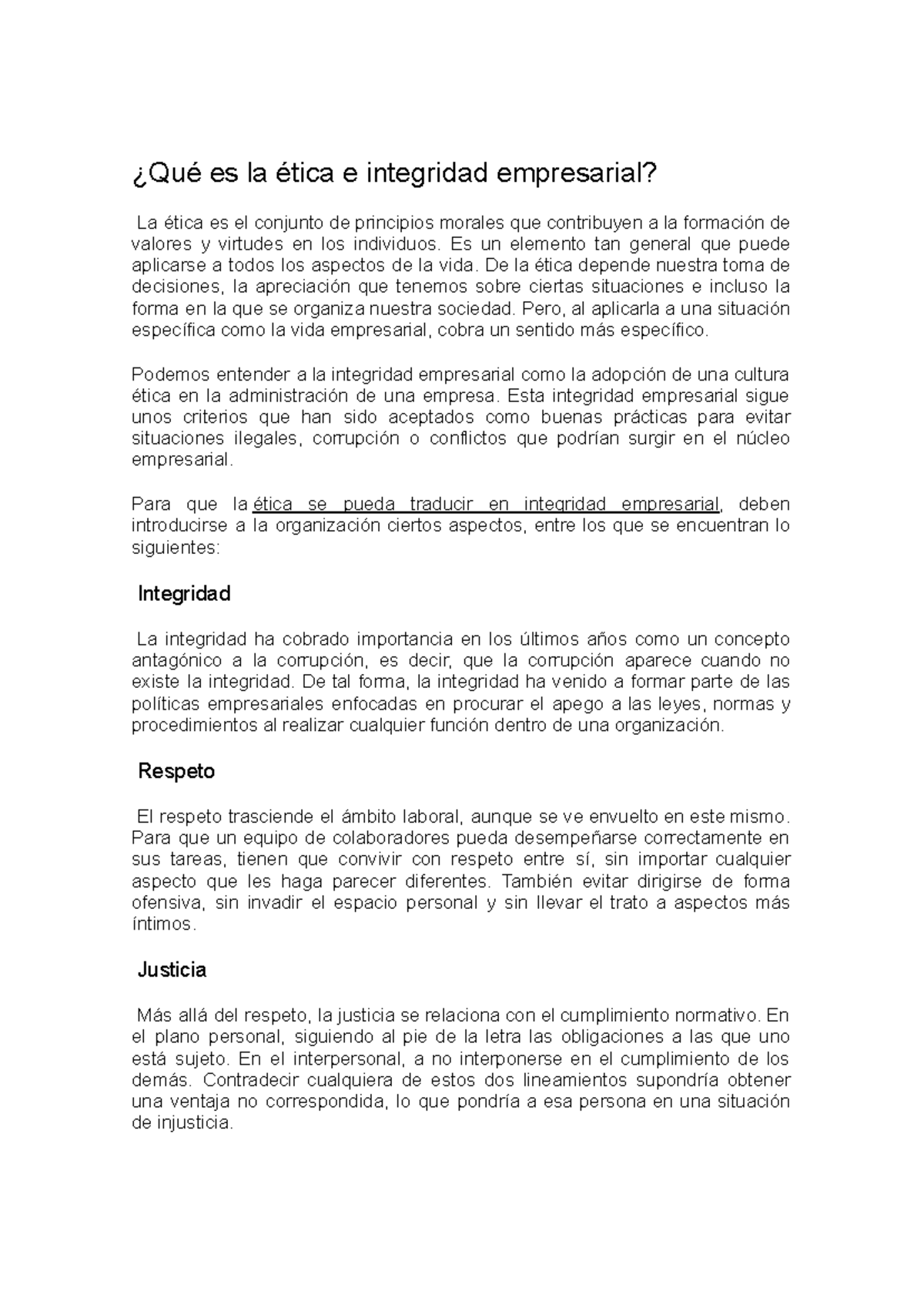Qu- es la -tica e integridad empresarial - ¿Qué es la ética e integridad empresarial? La ética ...