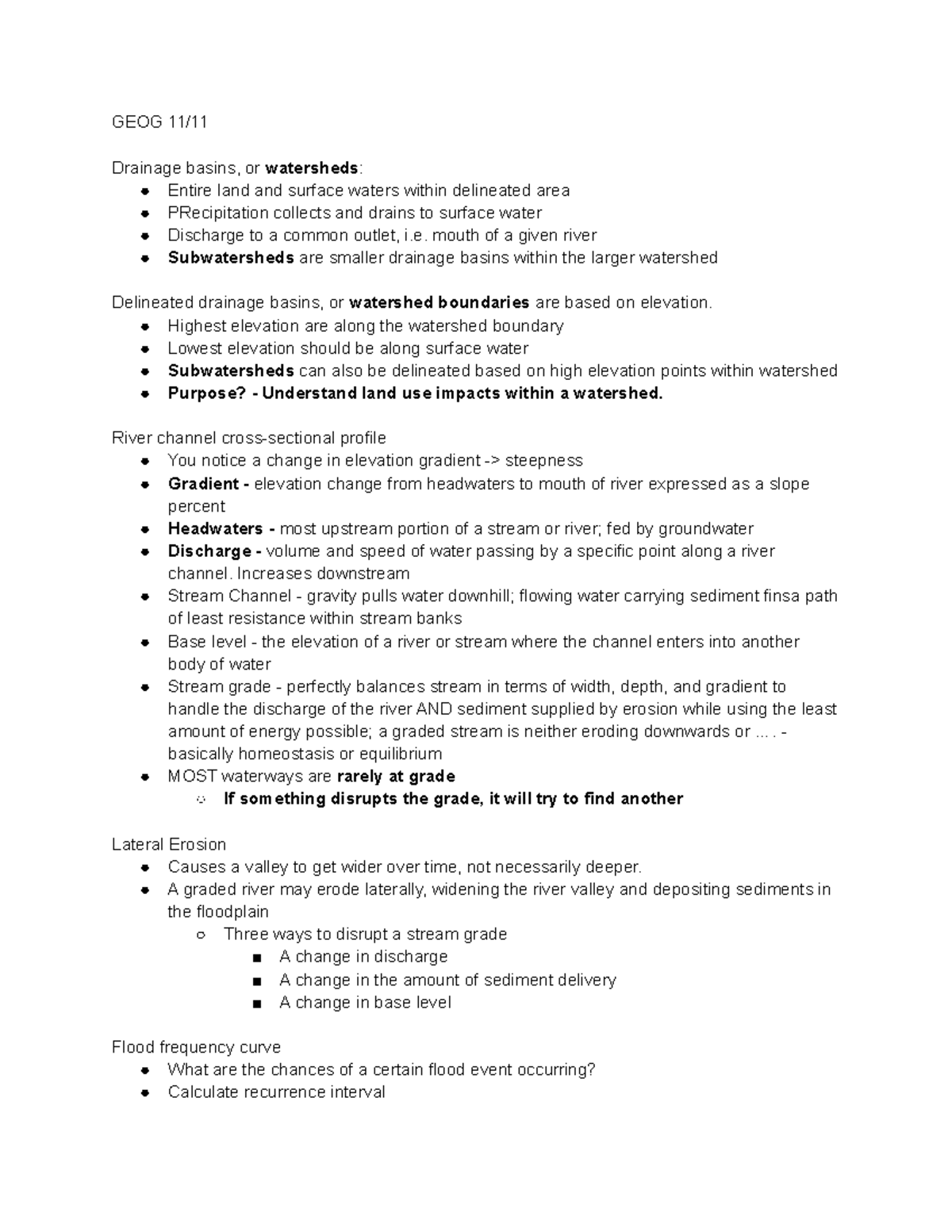 Watersheds, Streams, & Tides Lecture - GEOG 11/ Drainage basins, or ...