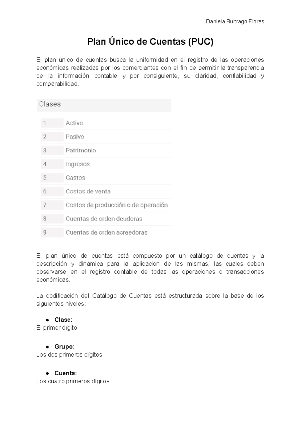 Plan Único de Cuentas (PUC) Daniela Buitrago Flores - Plan Único de ...